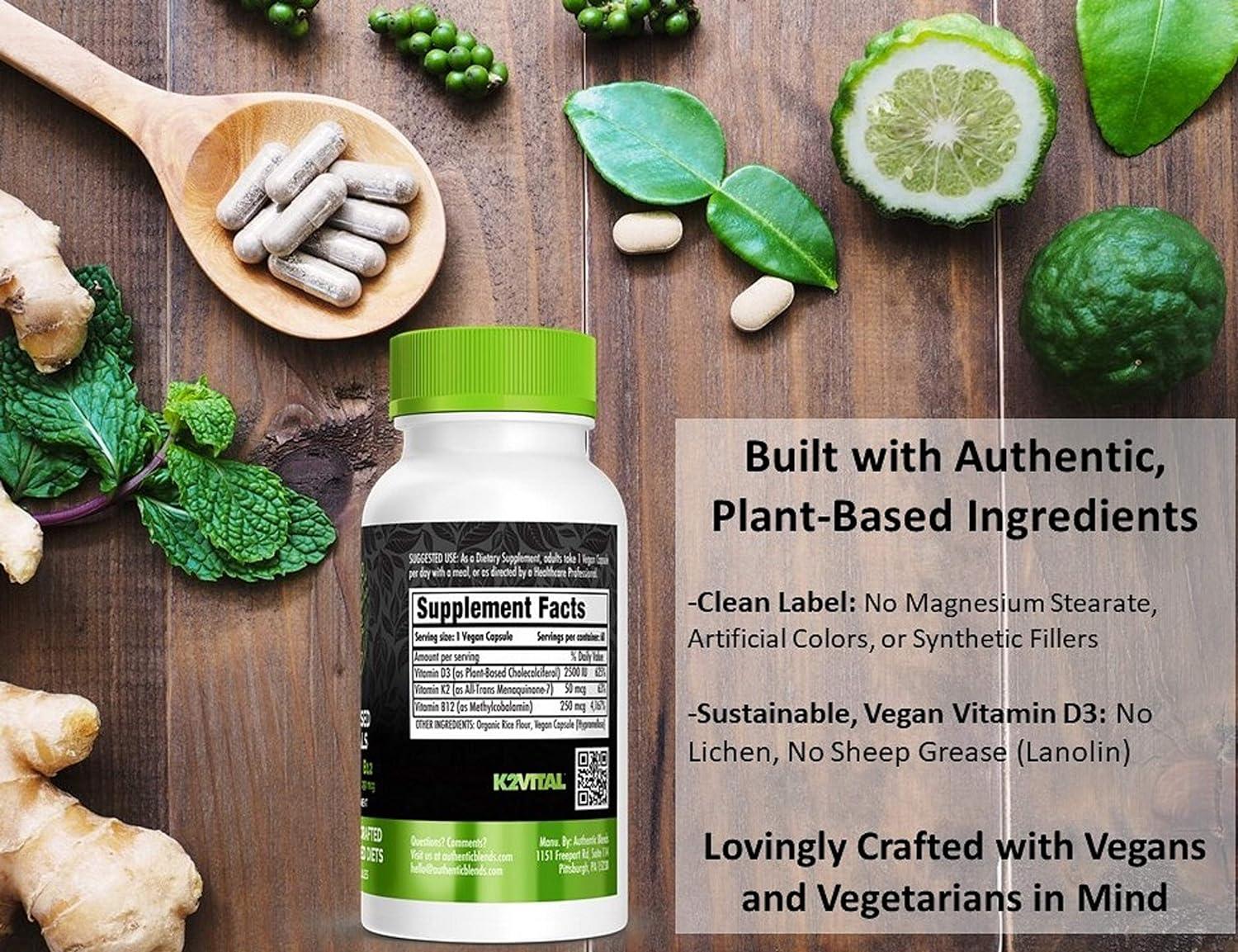 SOLID ROOTS Vegan Vitamin D3 + K2 + B12: Plant-Based Multivitamin for ...