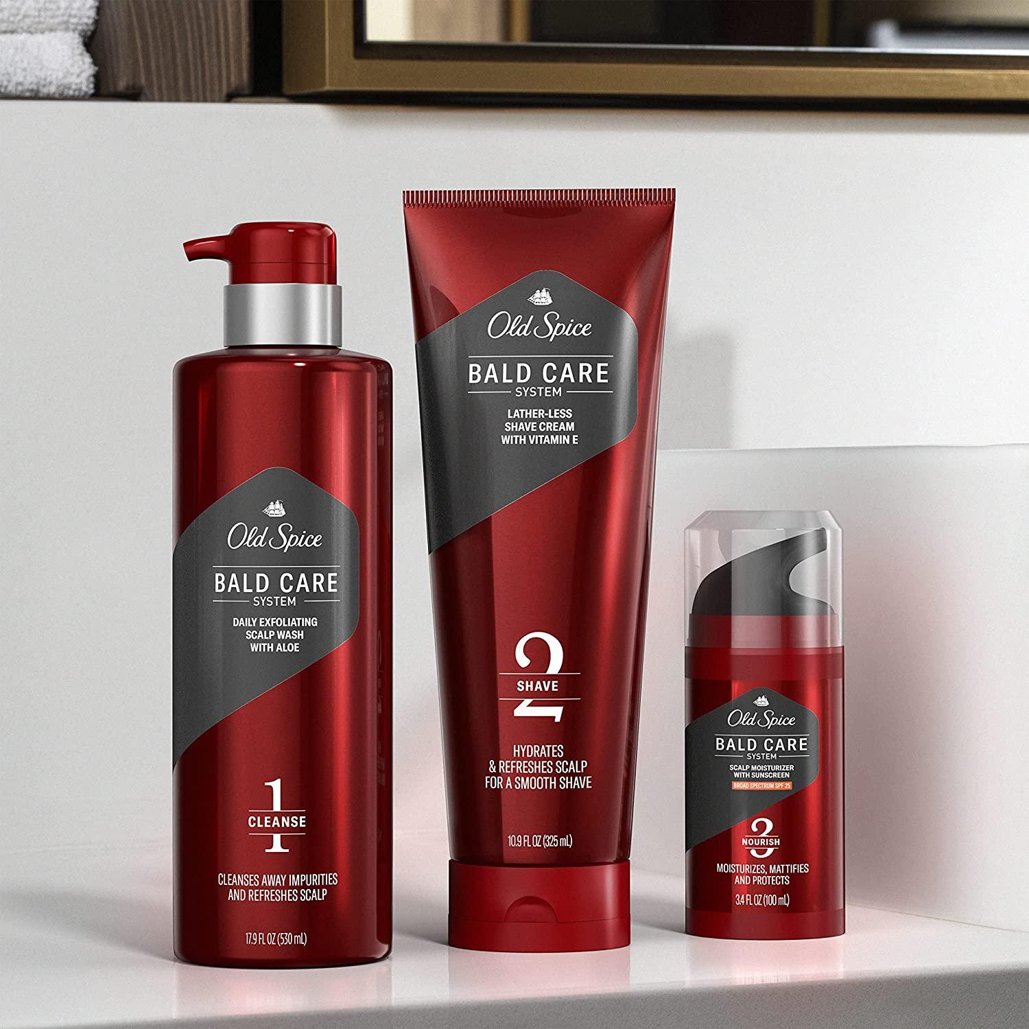 Old Spice Bald Care System: Exfoliating Scalp Wash, Shave Cream with ...