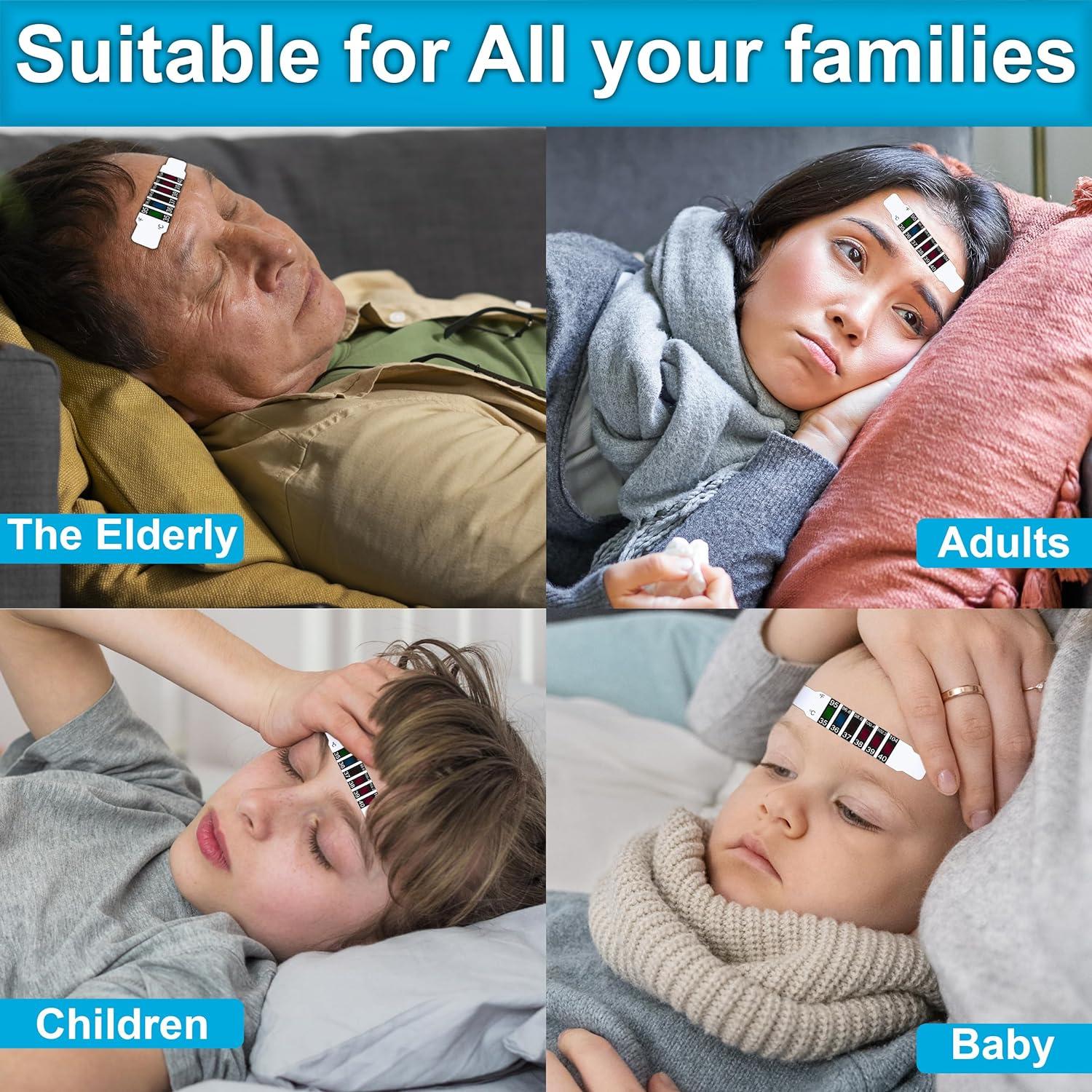 Forehead Head Strip Thermometer Strips Adhesive and Reusable Strips Non ...