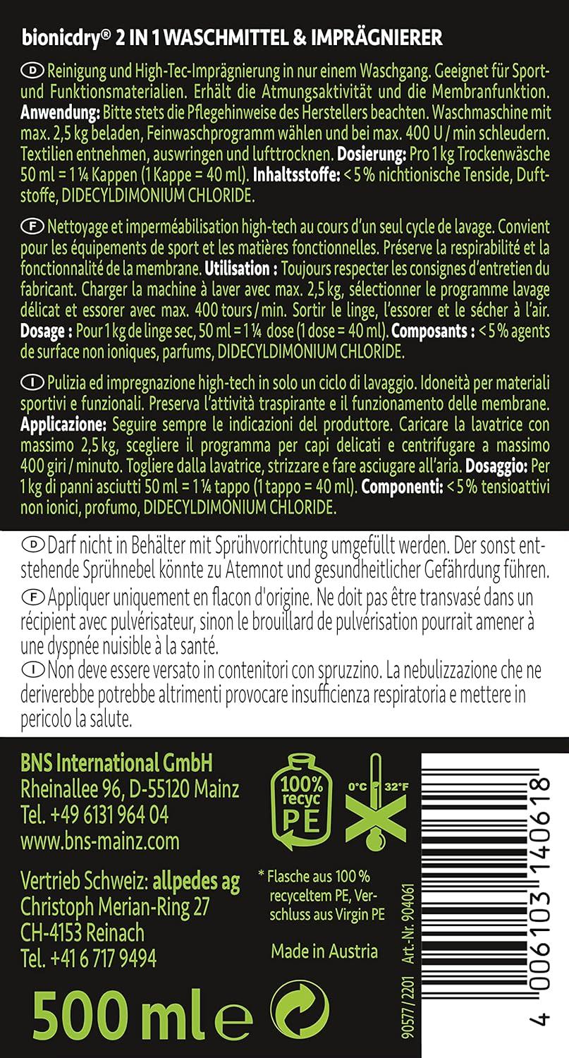 BIONICDRY 2-IN-1 Detergent 500ml - Neutral Formula for All Fabrics ...