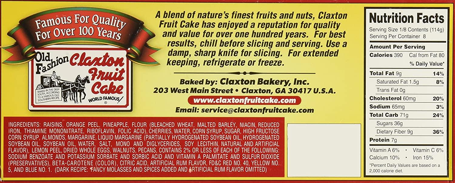 FRUIT CAKE Boxed 2 lb Dark Recipe Claxton Fruitcake 2 Pound (Pack of 1 ...