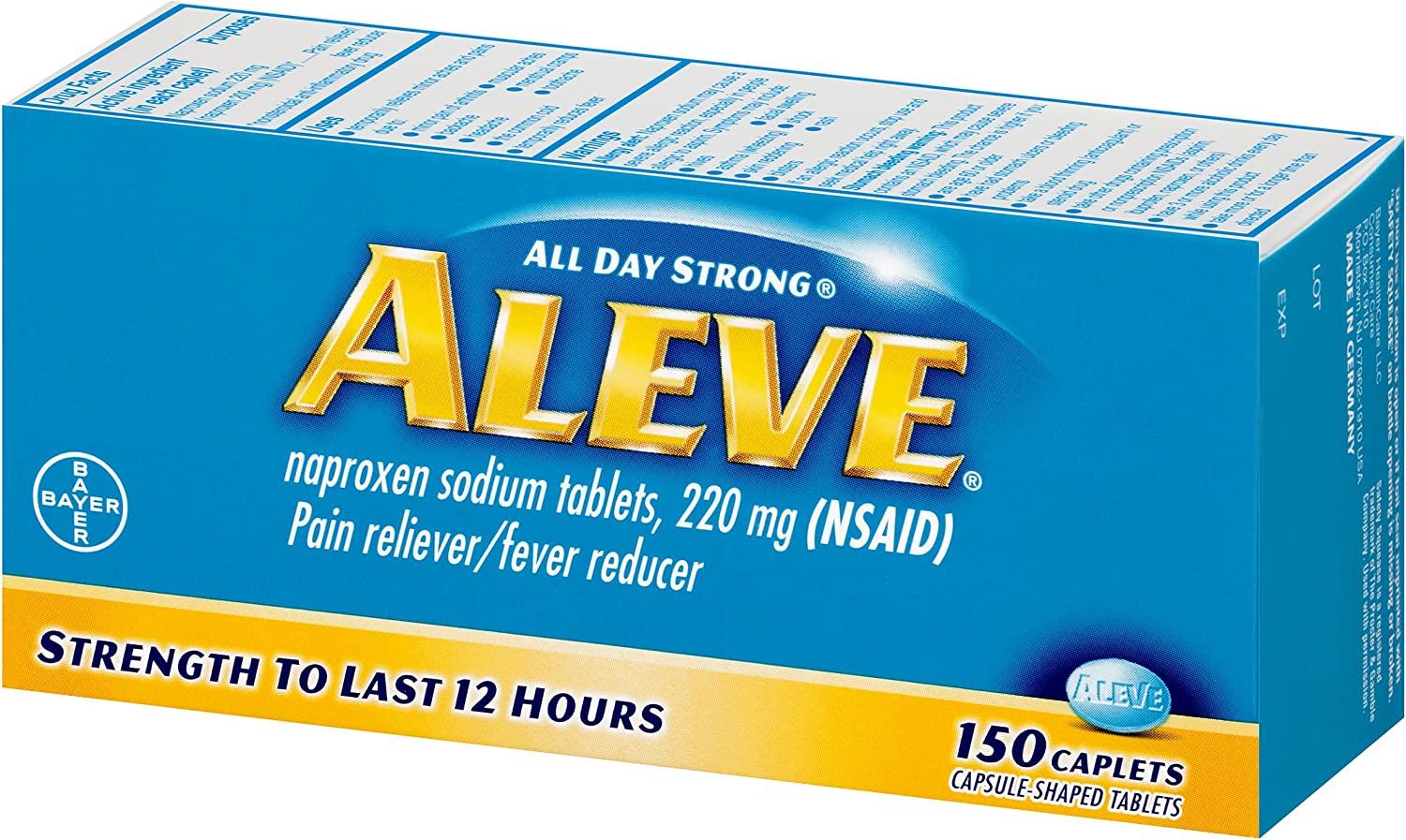 Aleve Caplets with Naproxen Sodium, 220mg (NSAID) Pain Reliever/Fever ...