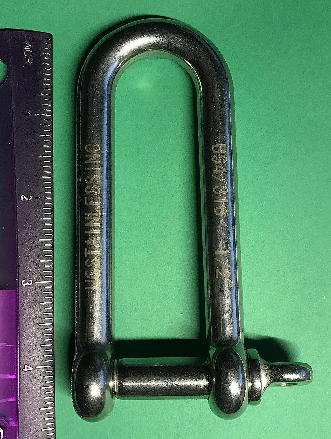 Stainless Steel 316 Long D Shackle 1/2" (12mm) Marine Grade Dee | Buy ...