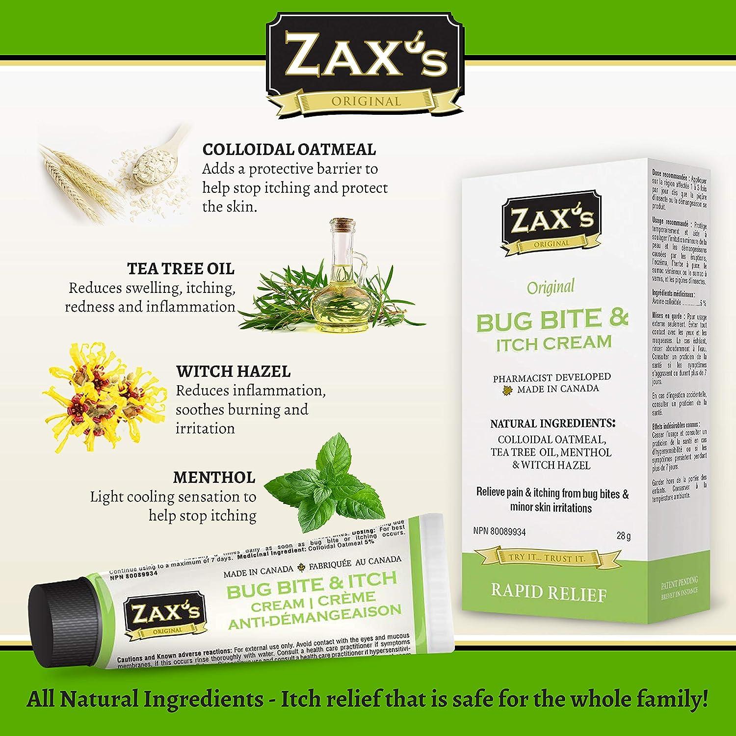Zax's Original Bug Bite & Anti-Itch Cream - Natural Mosquito Bite ...