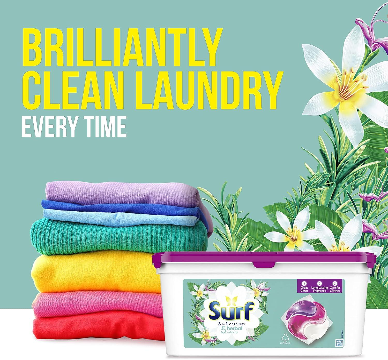 Surf 5 Herbal Extracts 3 in 1 Laundry Capsules - 32 Washes | Long ...