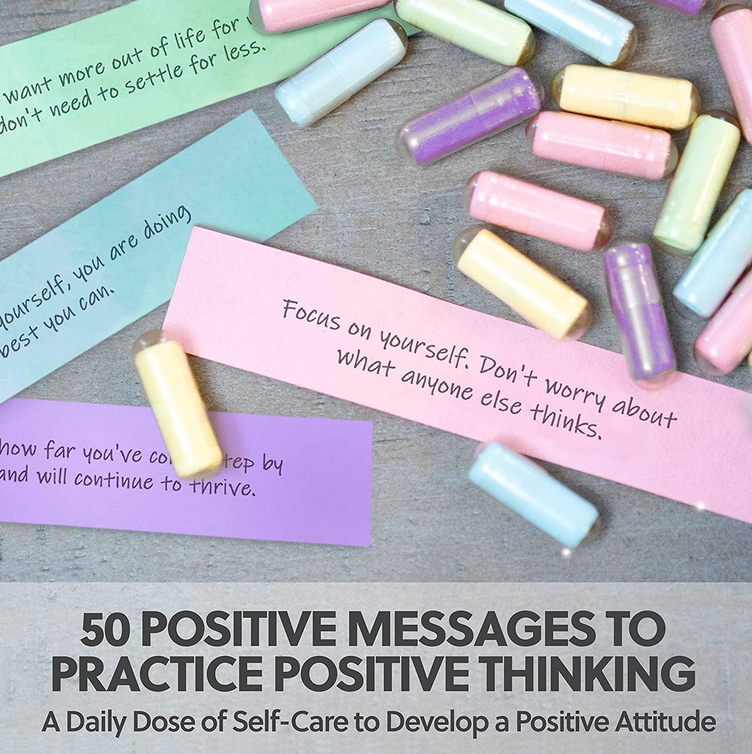 Message Pill Co. Self Care Kit - 50 Positive Affirmations for Stress ...