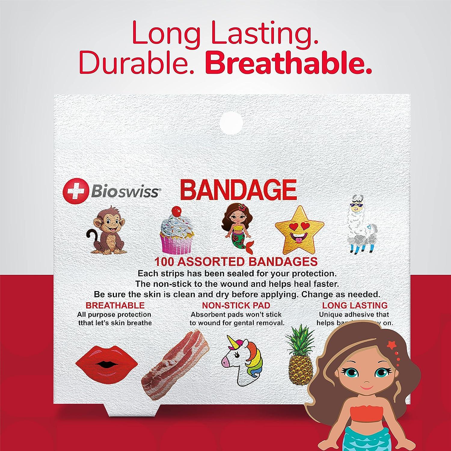 Bioswiss Assorted Food Animal and Character Shaped Bandages - 100 Pack ...
