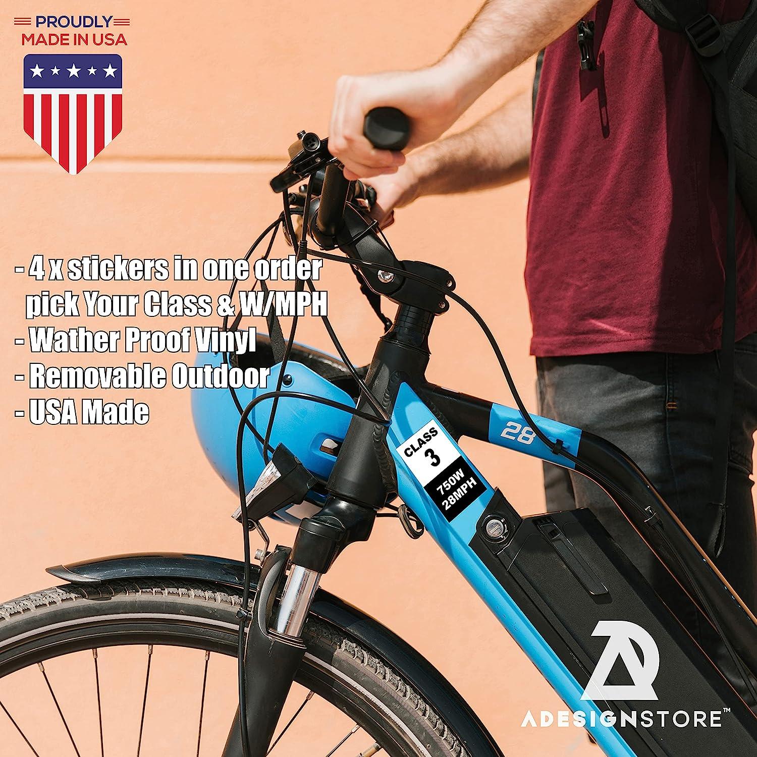 Electric Bicycle Frame Class 1 500W 20MPH Stickers Set - Weatherproof ...