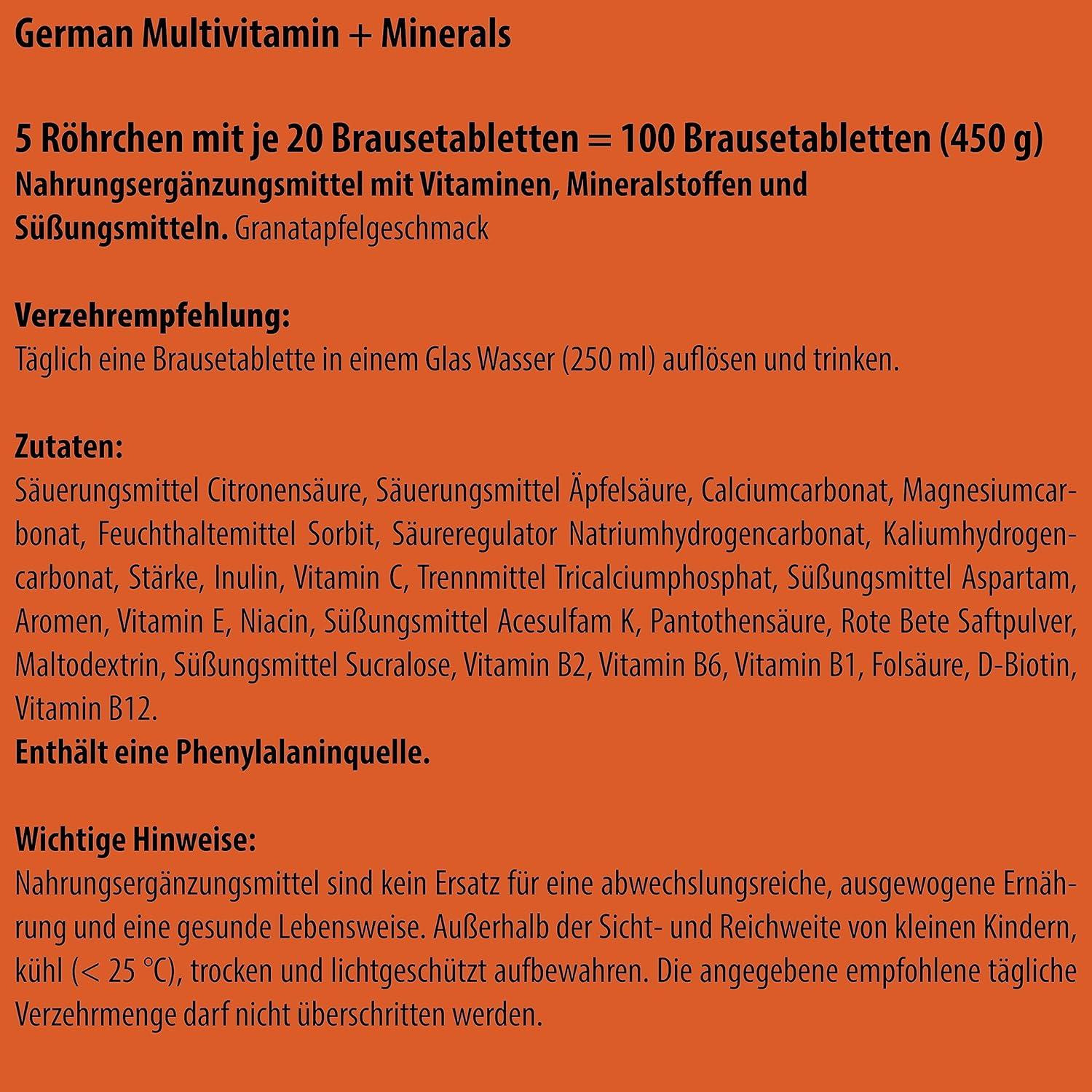 Buy German Multivitamin & Minerals Effervescent Tablets - 5x20 St ...