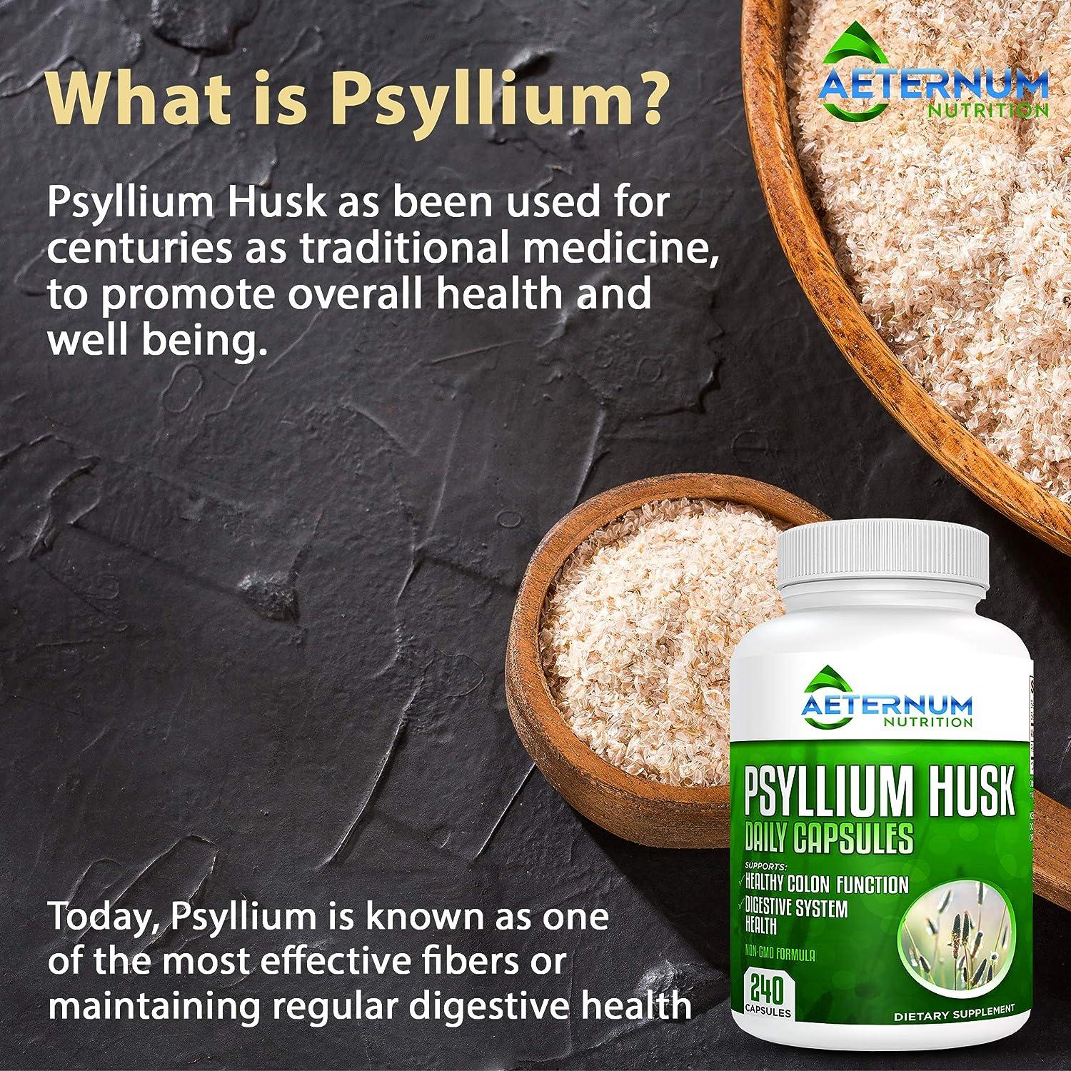 Psyllium Husk Caps 725mg | All Natural Fiber Supplement | 240 Capsules ...