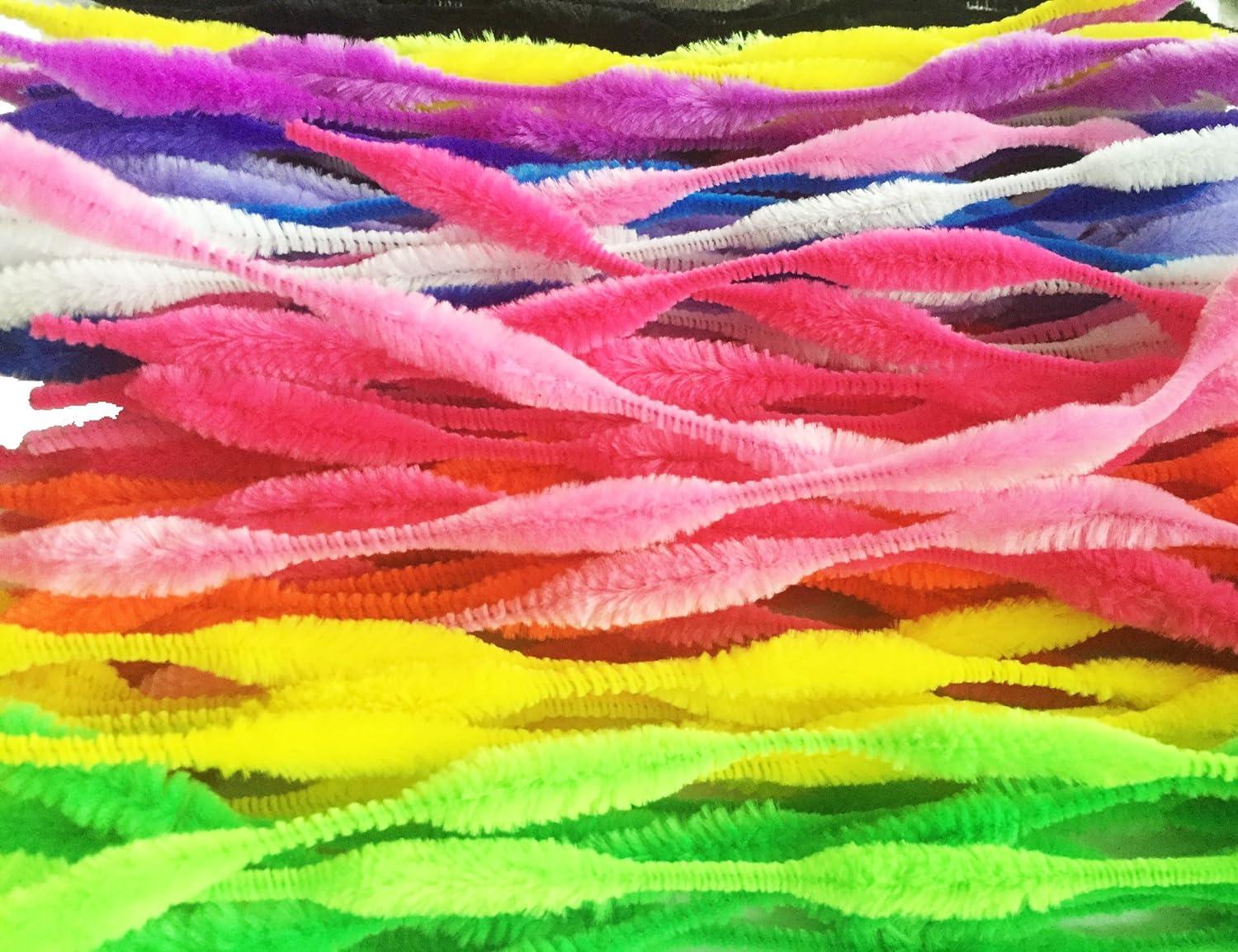 Caryko Fuzzy Bump Chenille Stems Pipe Cleaners Pack of 100 - Assorted ...