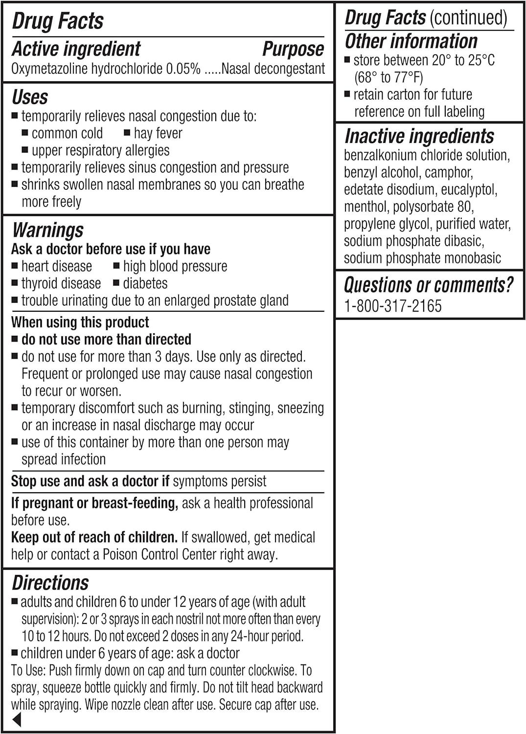 Afrin Nasal Spray Severe Congestion 15 mL (Pack of 4)