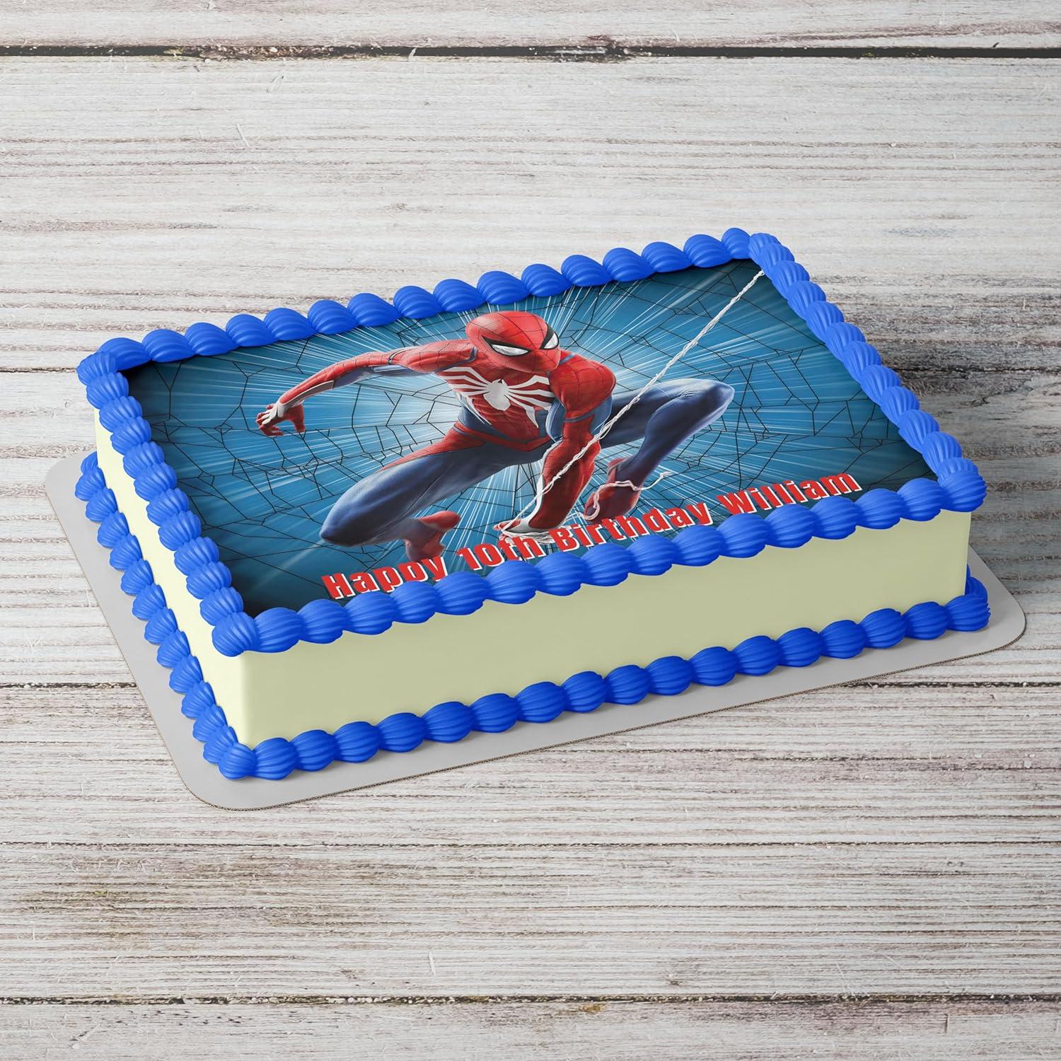Spiderman Themed Personalised Cake Topper A4 Size Edible Icing Sheet ...