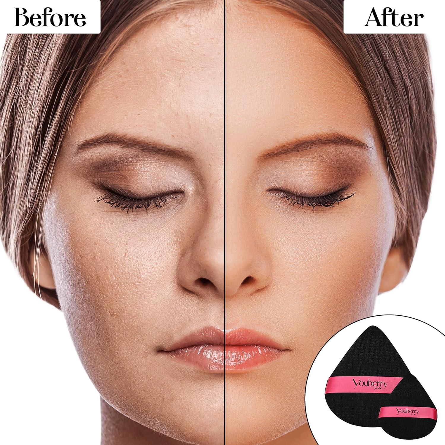 youberry Silk Powder Puff 2 Pcs - Small & Large Triangle Velvet Puff ...