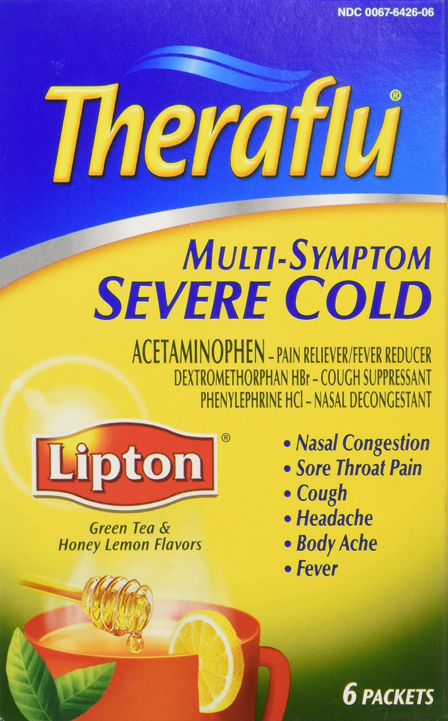 Theraflu Multi Symptom Severe Cold with Lipton-Honey Lemon 6 ct - Fast ...