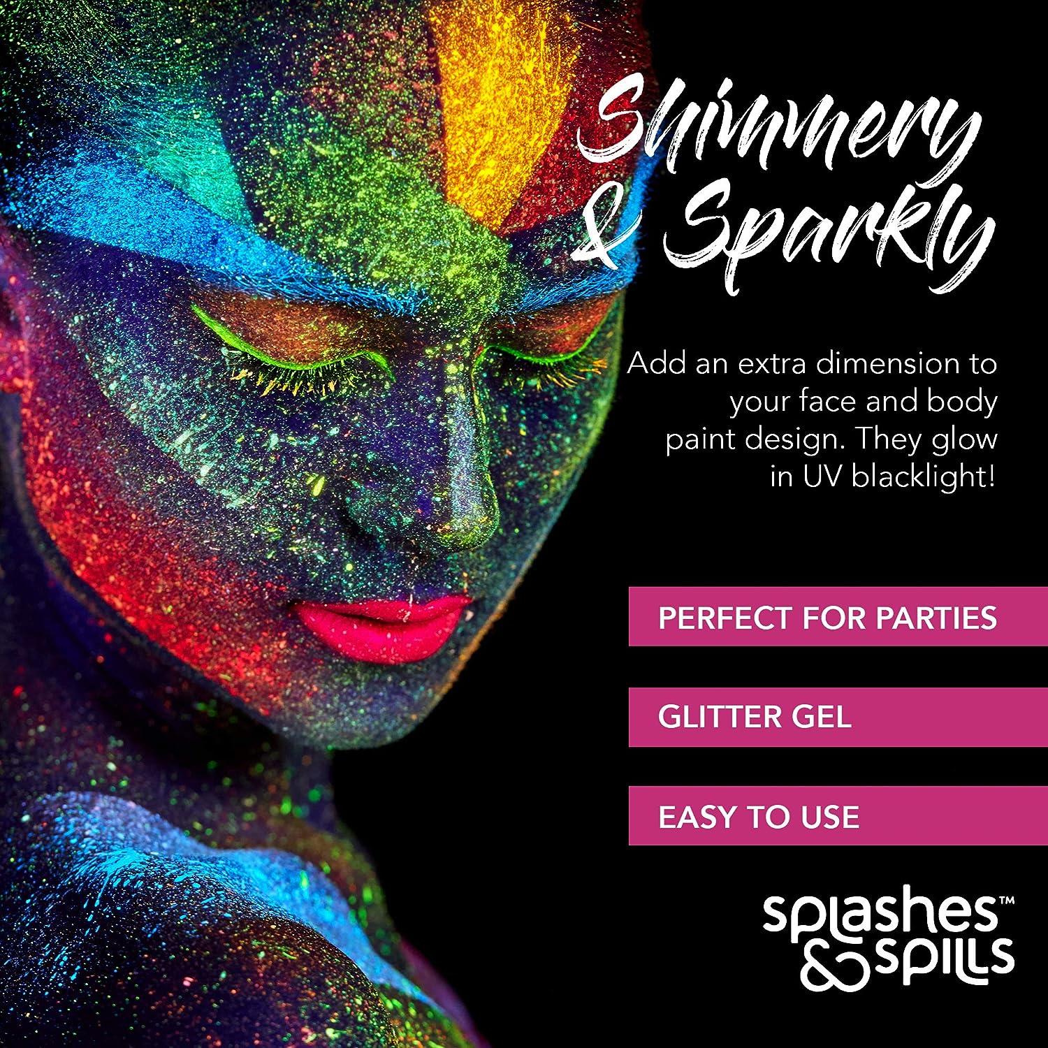 UV Glitter Body Paint Gel Set - 4 Colors - 10ml Tubes - Glowing Effect ...