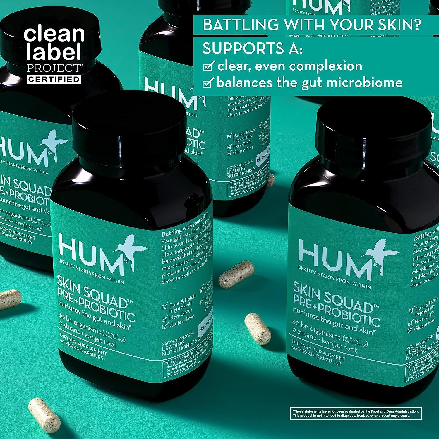 HUM Skin Squad Probiotic Supplement for Clear, Glowing Skin (60 Capsules) | Buy Now with Express ...