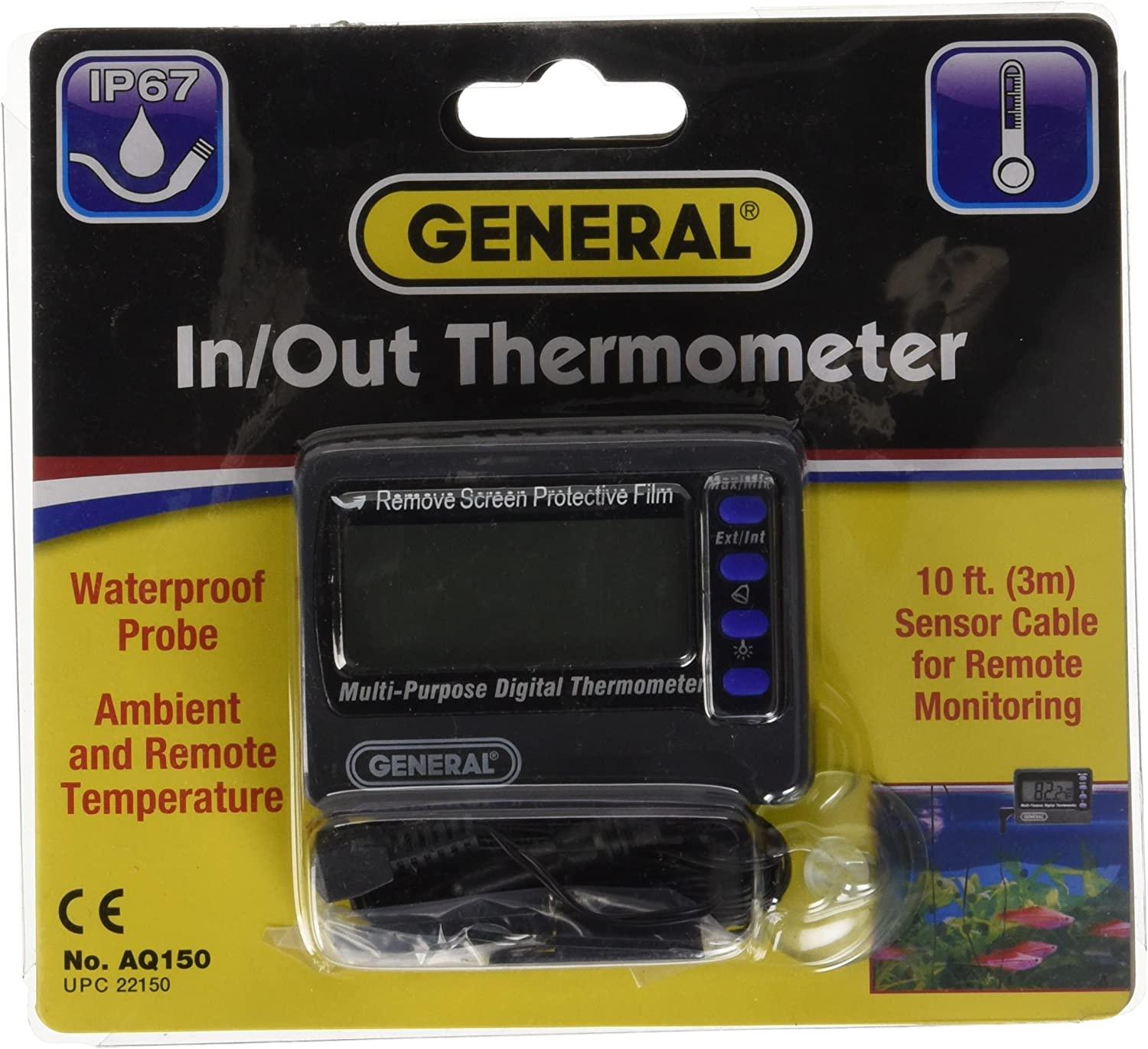 General Tools AQ150 In and Out Aquarium Thermometer - Waterproof Probe ...