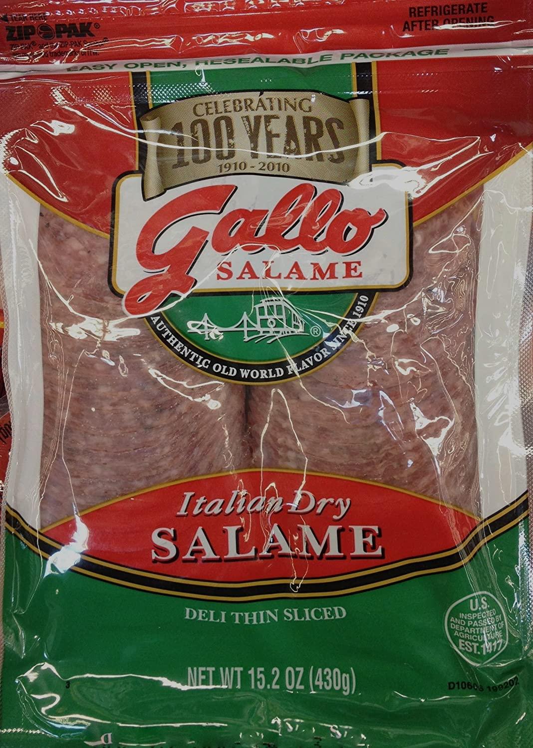 15.2oz Gallo Italian Dry Salame Deli Thin Sliced Salami - Pack of 2 ...