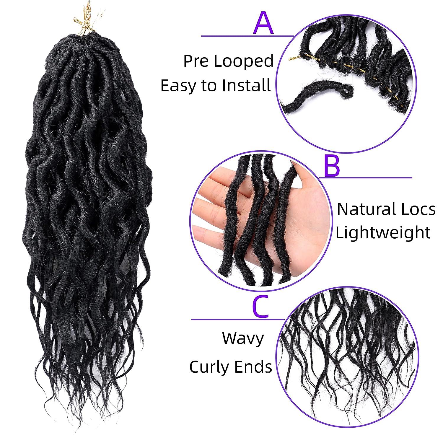 Faux Locs Crochet Hair 12 Inch 6 Packs - Boho Goddess Locs with Wavy ...