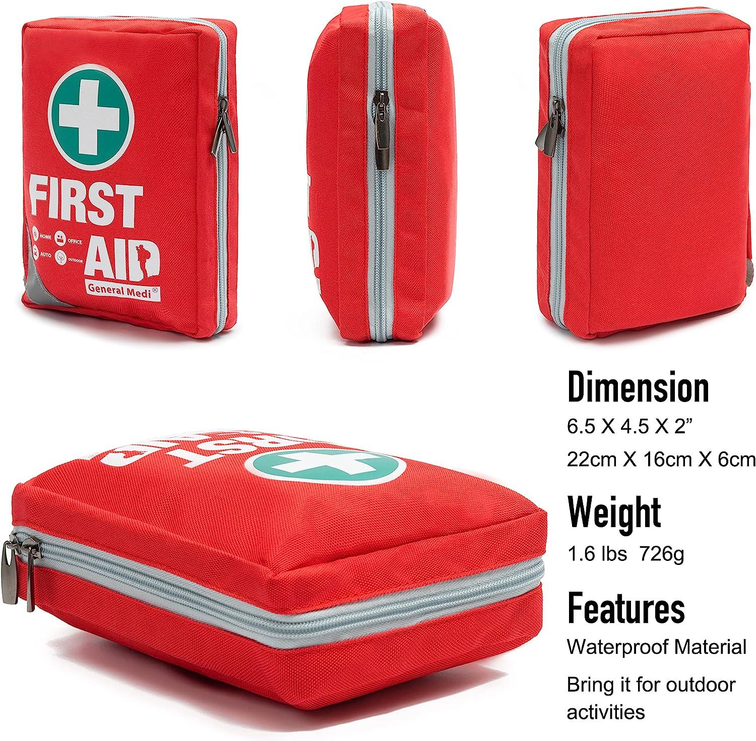 Compact 175 Piece First Aid Kit Bag with Eyewash, Cold Pack, Emergency ...