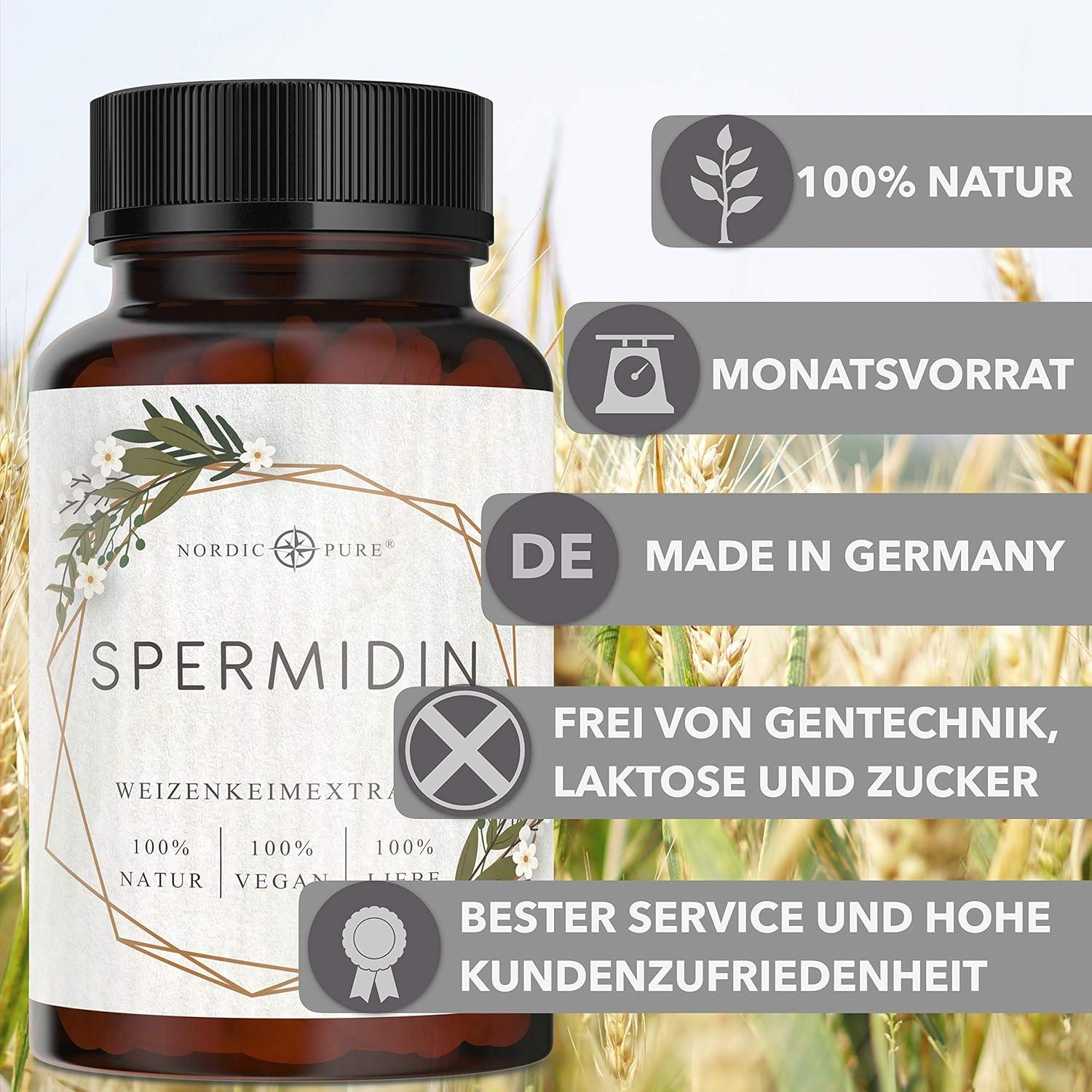 Spermidine Capsules 5mg | High Dose Vegan Formula | Natural Wheat Germ ...