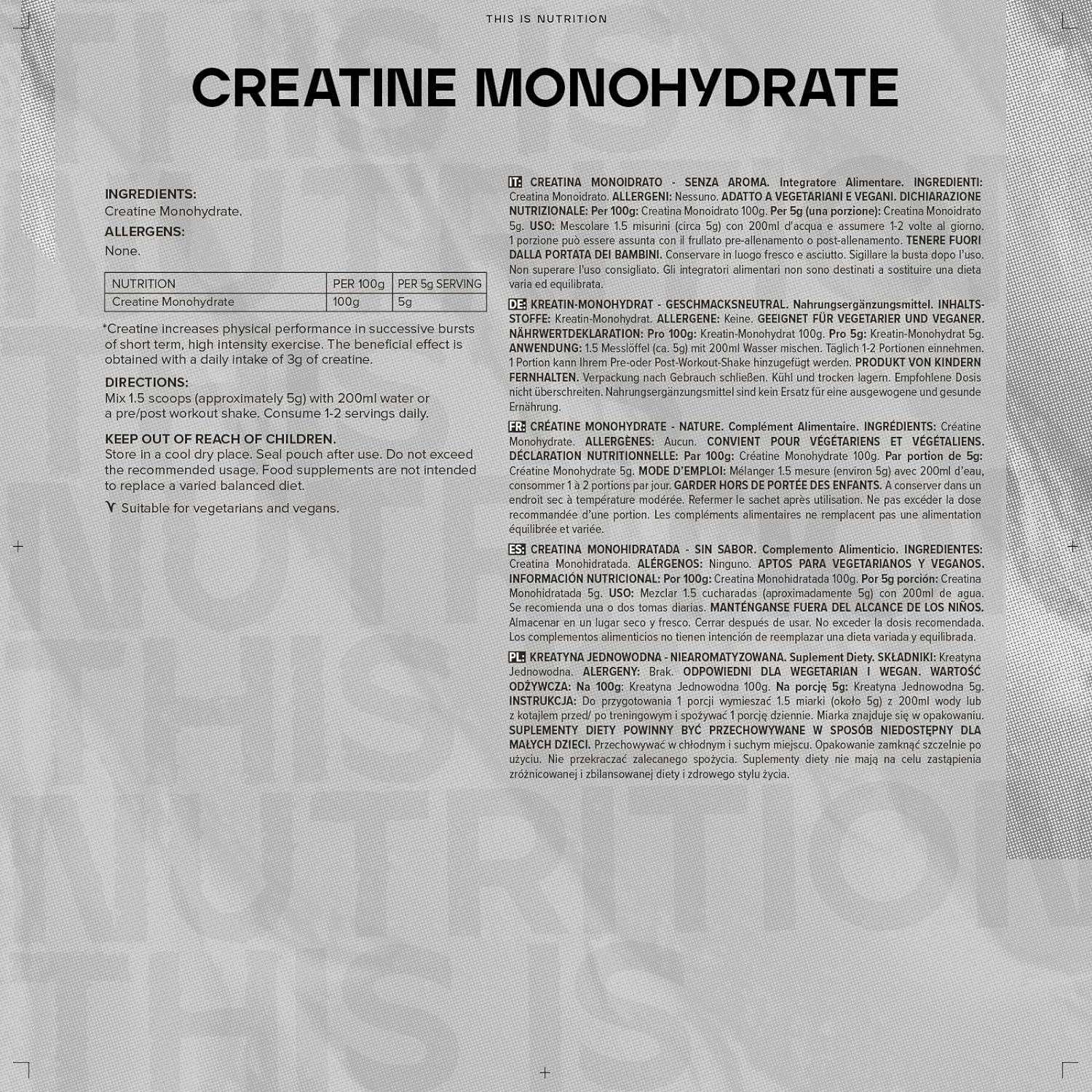 Bulk Creatine Monohydrate Powder Pure Unflavoured 1 kg Packaging May ...