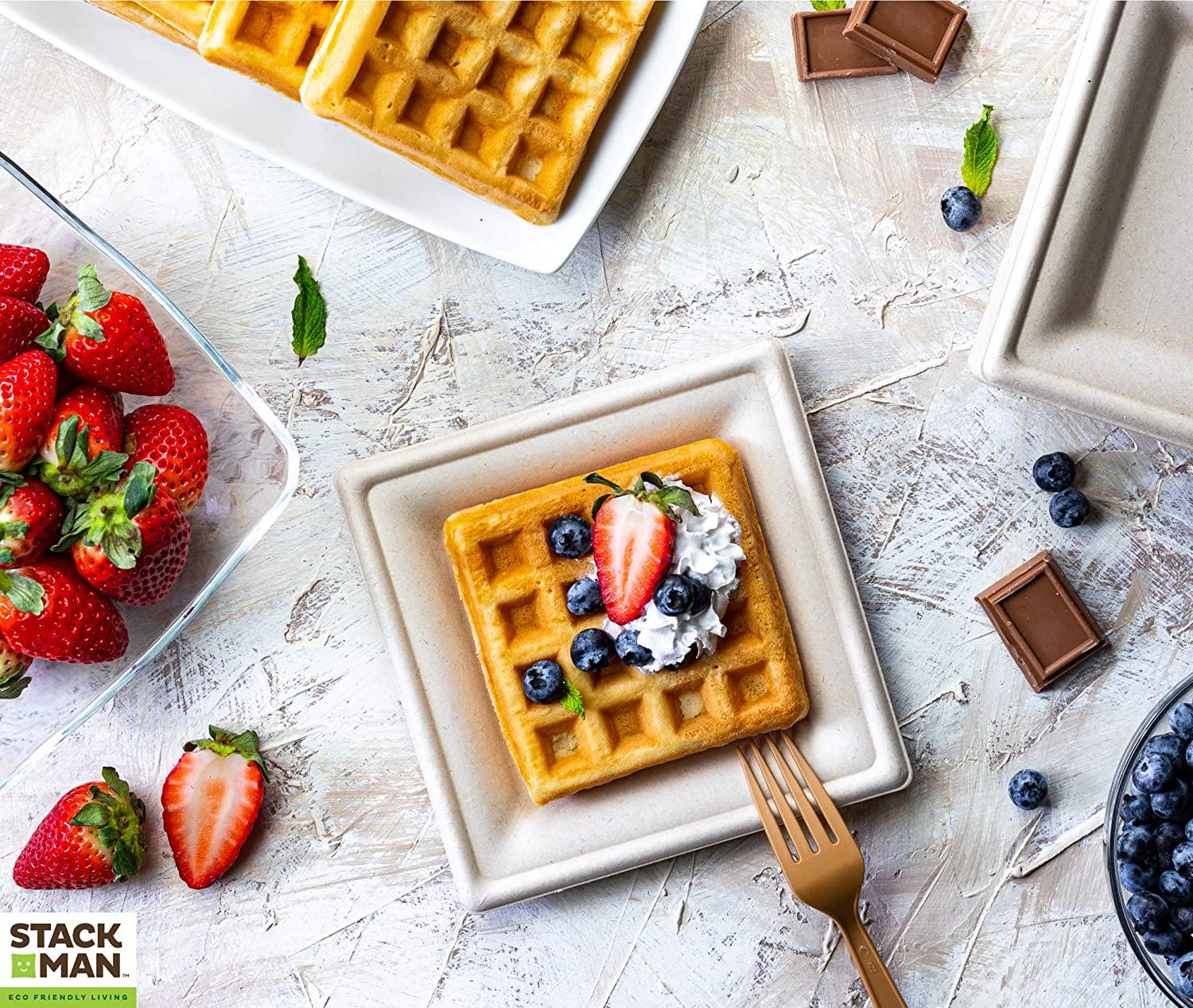 50-Pack 6x6 Inch Square Paper Plates - Eco-Friendly, Biodegradable ...