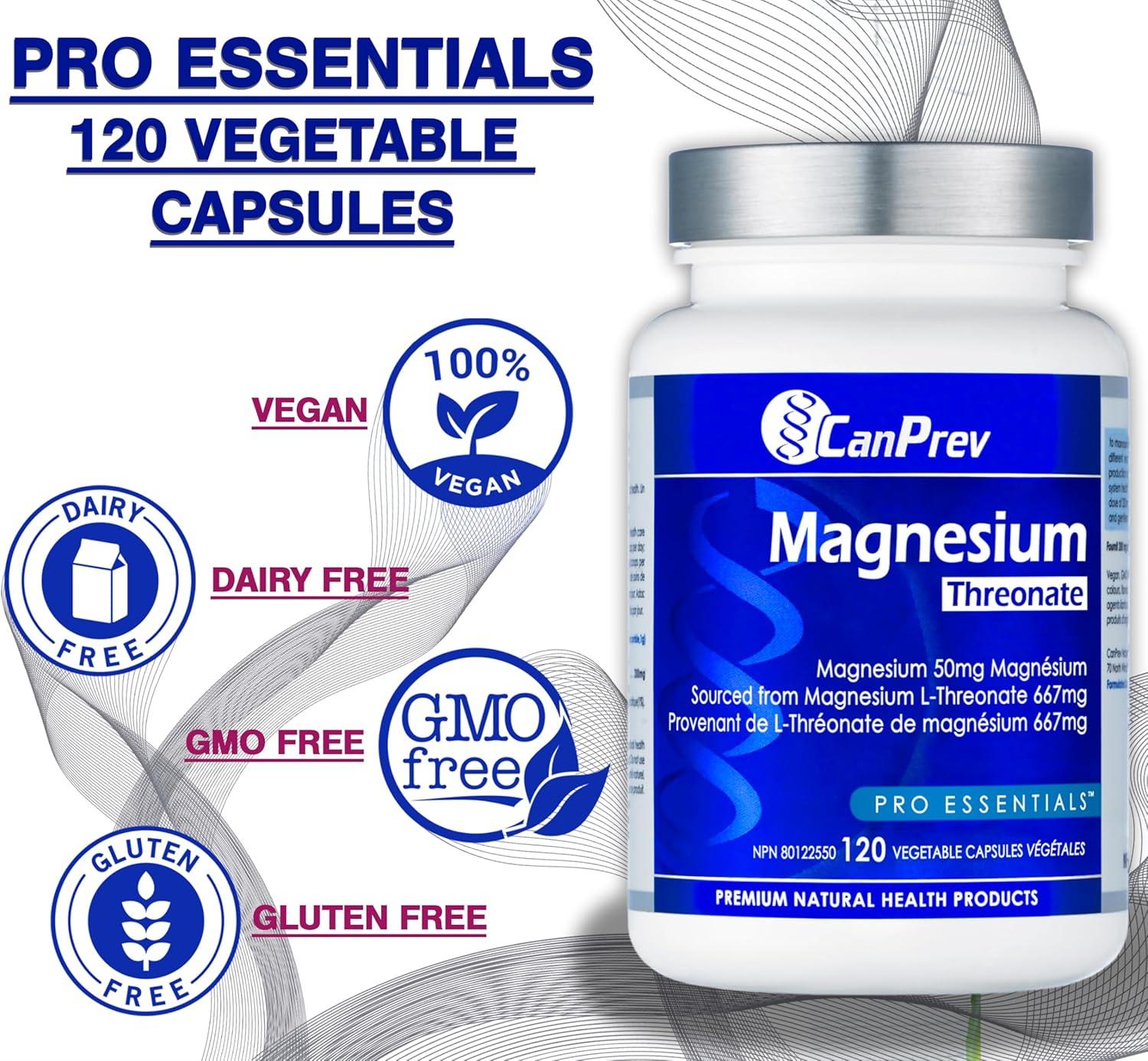 CANPREV Magnesium L-Threonate 120 Vegan Caps - Enhanced Cognitive ...