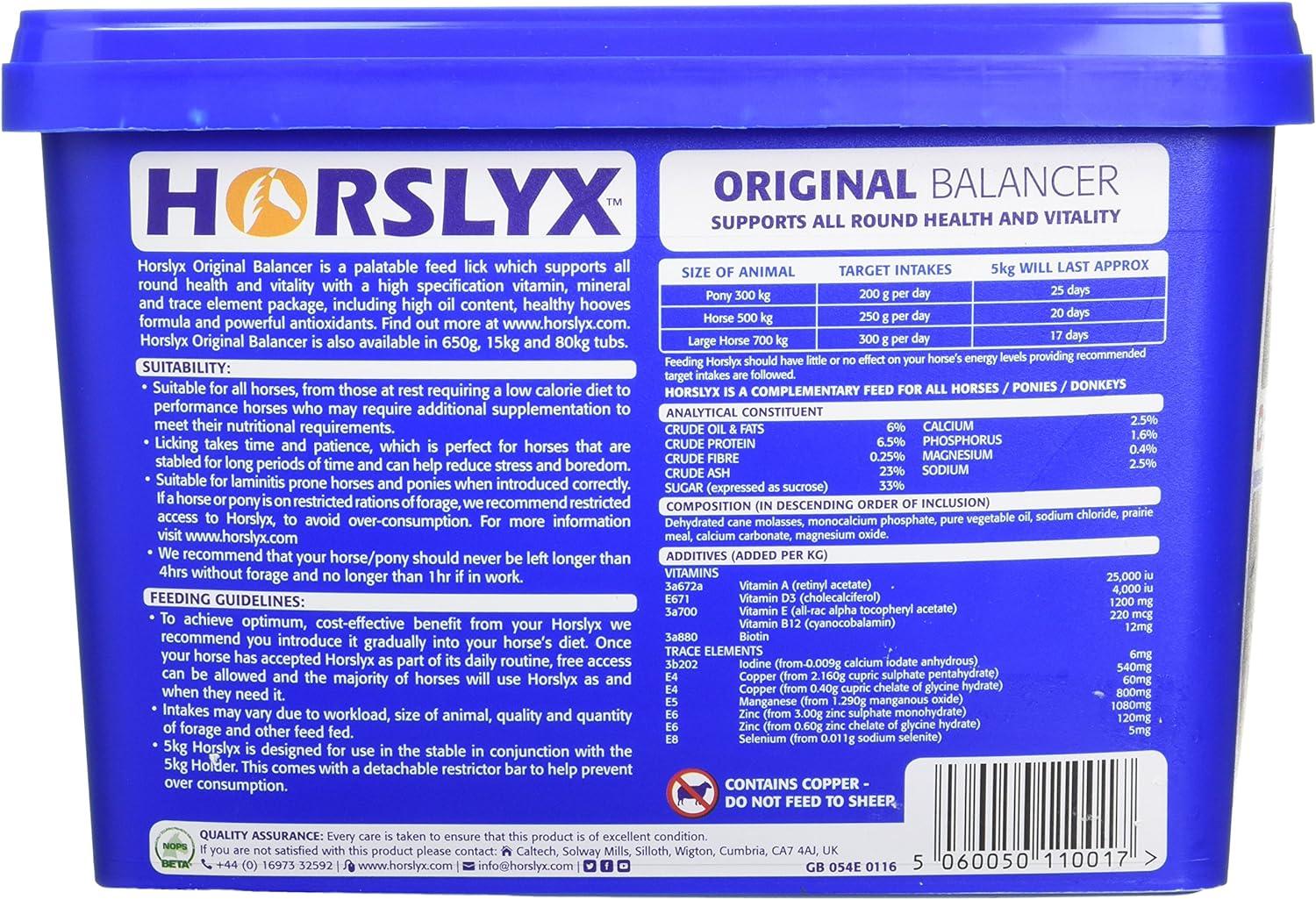 Horslyx Tub Original Supplements for Horses 5 kg Original 5 kg (Pack of ...