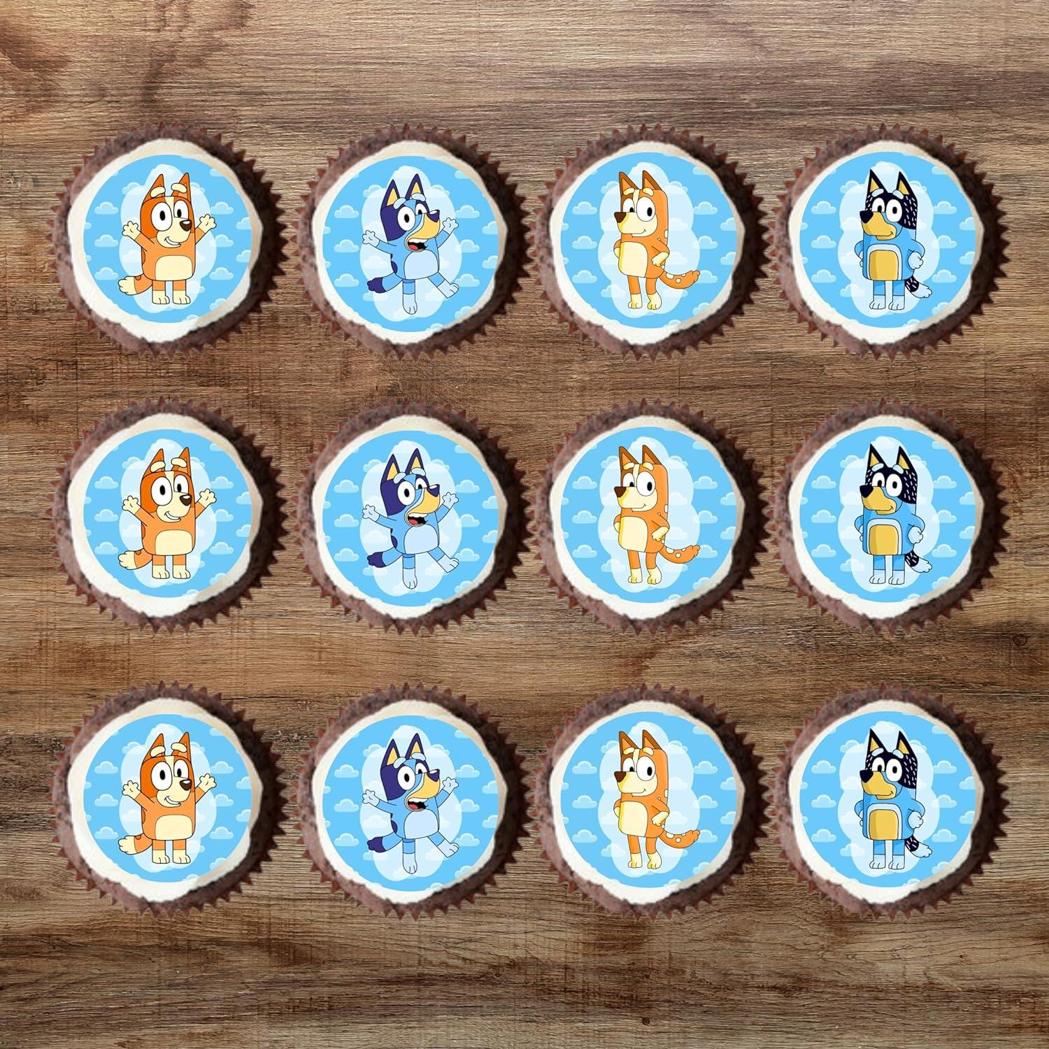 24 Bluey Cupcake Toppers Theme #1 Edible Bluey Cake Topper Bluey ...