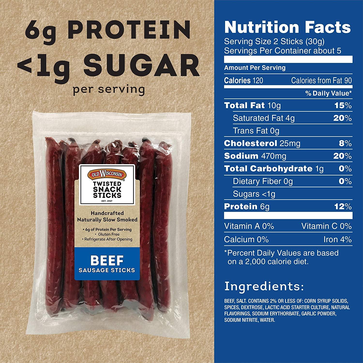 Old Wisconsin Beef Deli Sticks - 5 oz Package | High-Quality Snack for ...