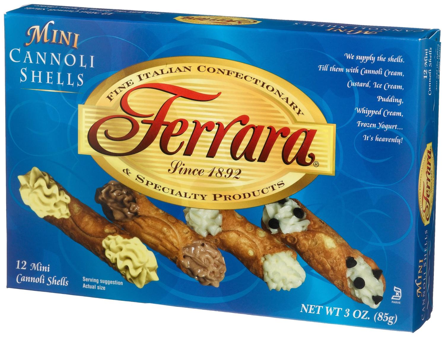 Ferrara Mini Cannoli Shells 12-Count 3oz Boxes (Pack of 12) - Authentic ...