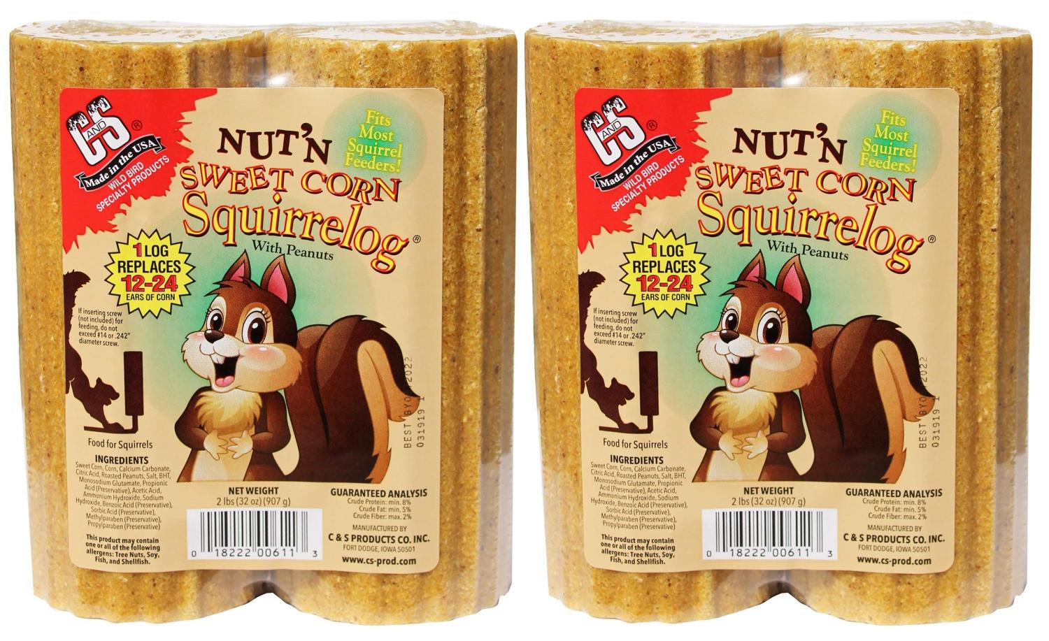 C&S 2 Pack Nut 'N Sweet Corn Squirrelog Refills - 2 Logs Each ...