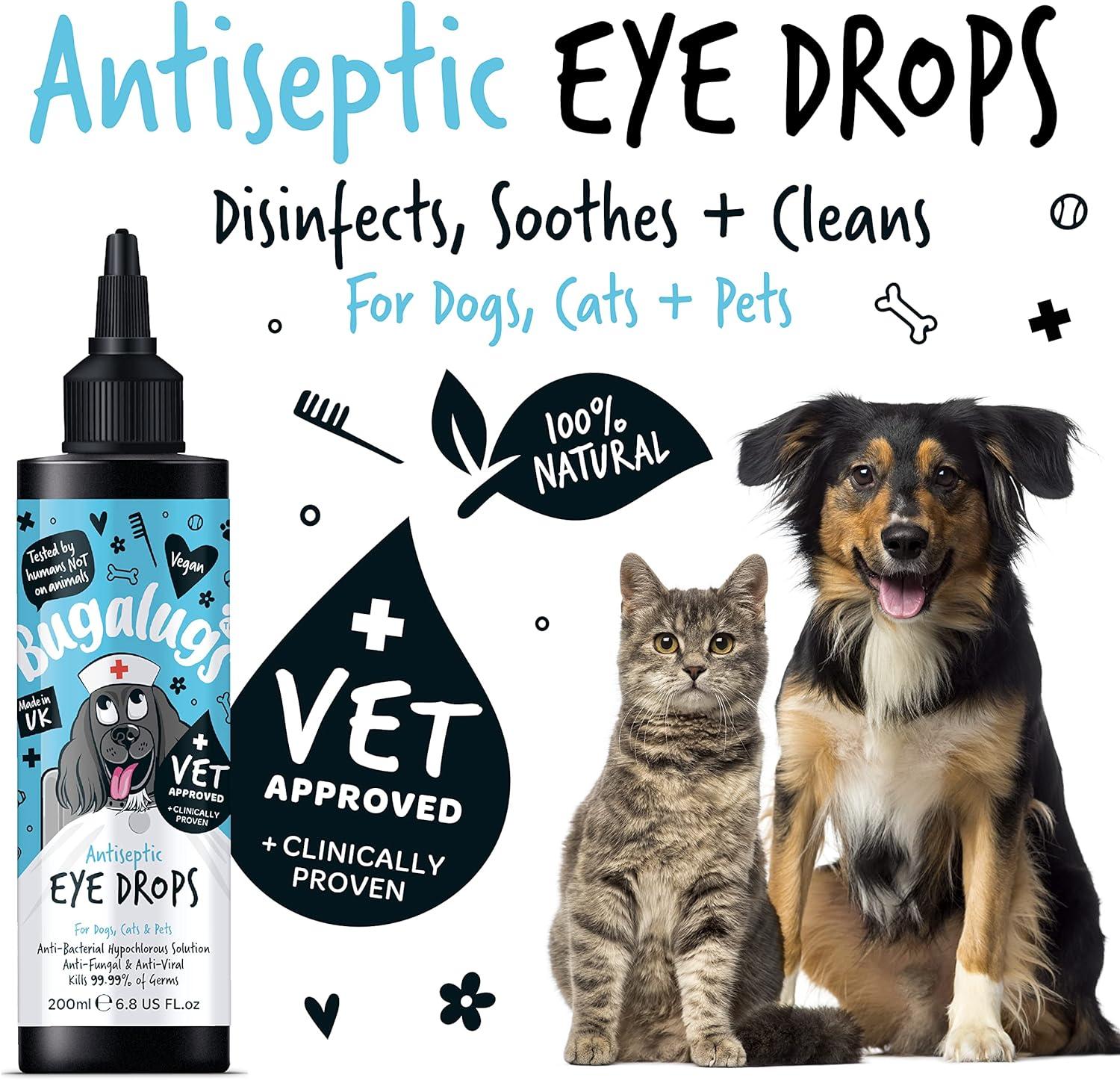 BUGALUGS Dog Eye Drops 200ml - Antiseptic & Antibacterial Solution for ...