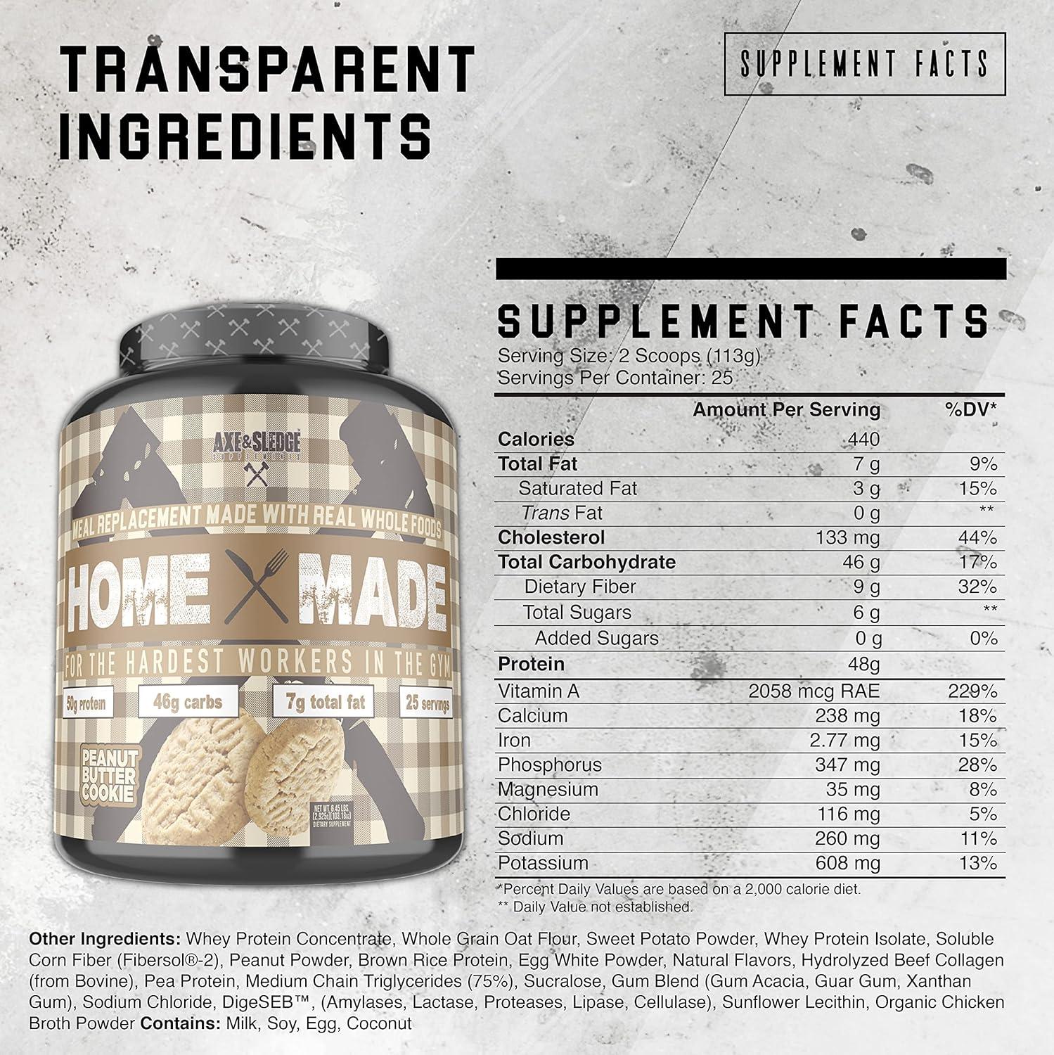 Axe & Sledge Whole Foods Meal Replacement Powder - Peanut Butter Cookie ...