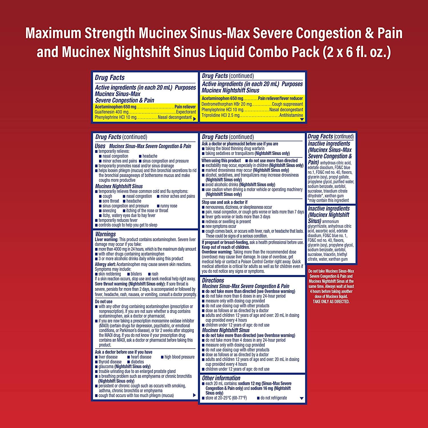 Mucinex Maximum Strength Sinus-Max Severe Congestion & Pain Nightshift ...