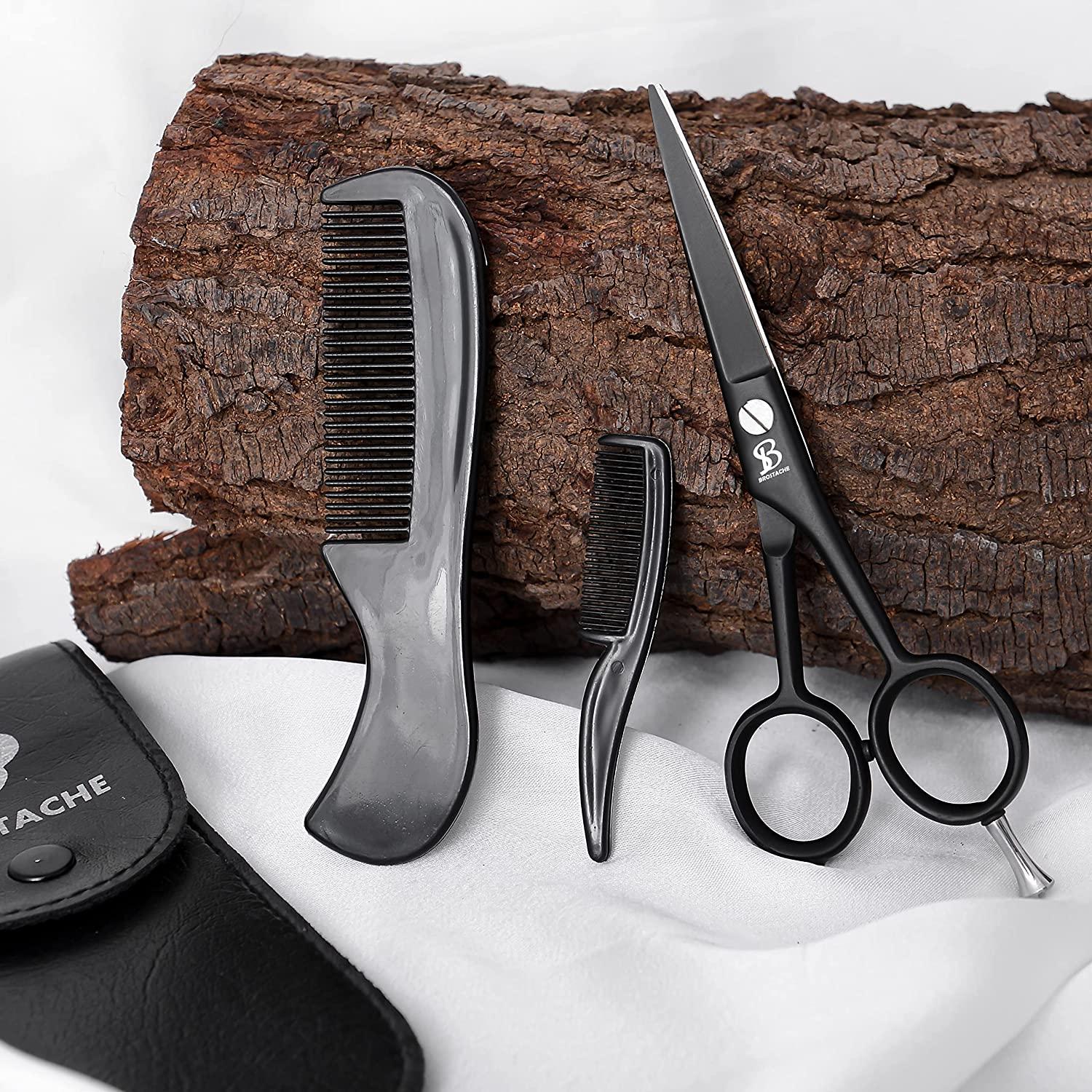 BROSTACHE Beard & Mustache Scissors for Men - Hand-Forged with Bevel ...