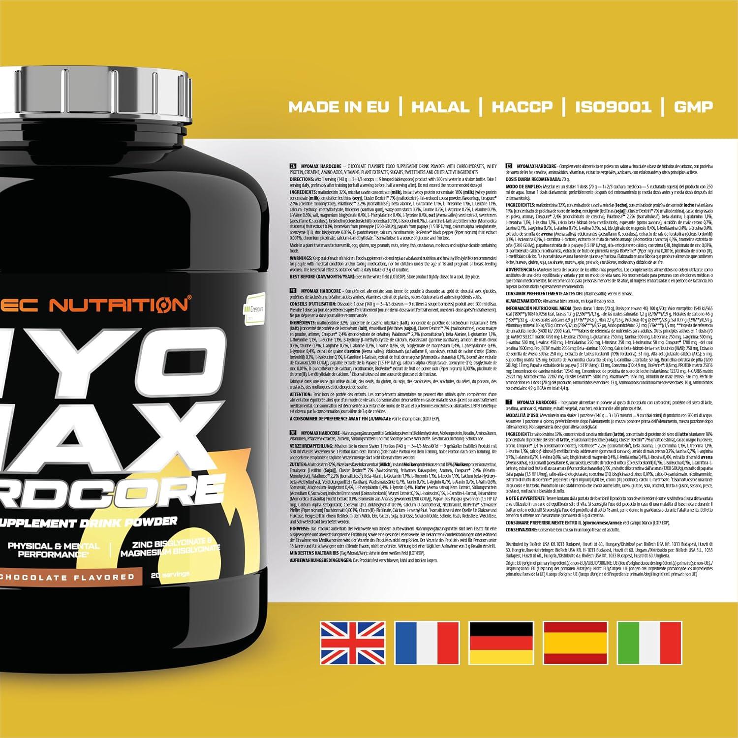 Scitec Nutrition Myomax Hardcore 2.8kg - Ultimate Mass Gainer with ...
