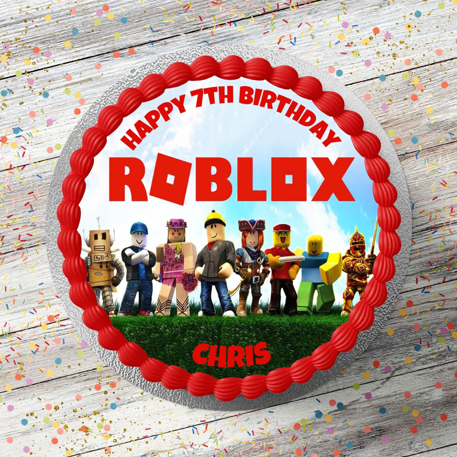 Roblox Themed Personalised PRECUT Cake Topper 8 Inch Round Edible Icing ...
