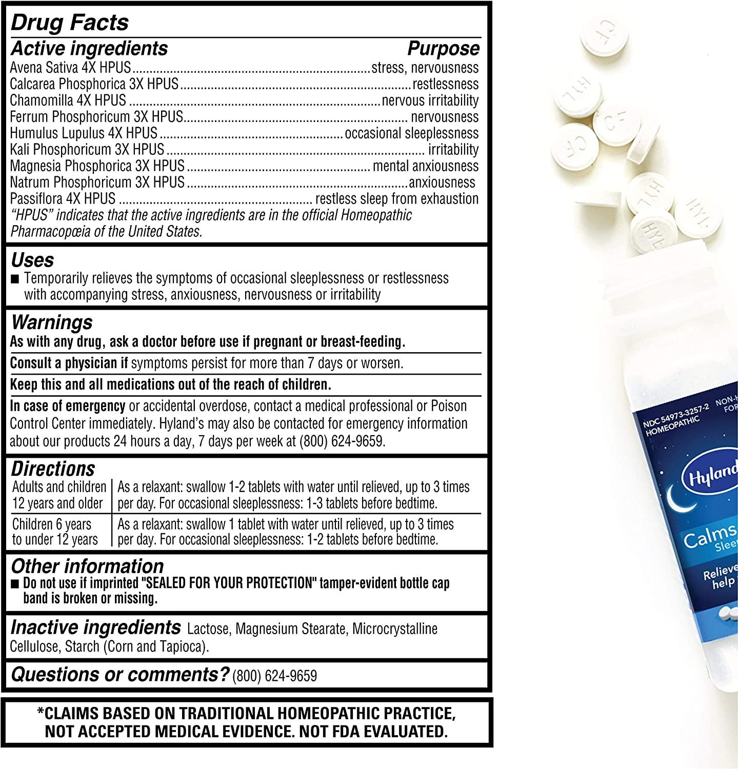 Hyland's Naturals Calms Forte Sleep Aid Tablets 100 Count - Multi ...