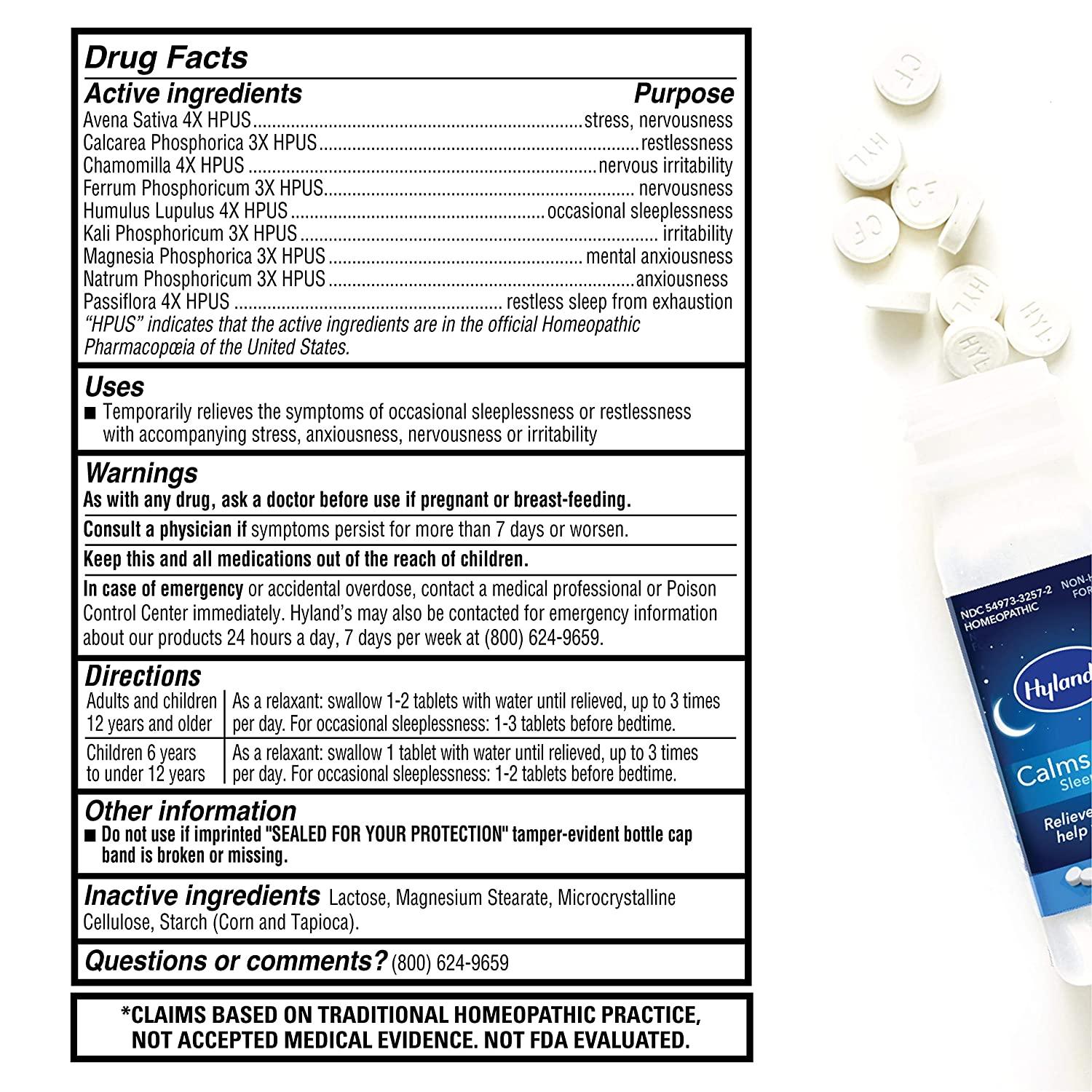 Hyland's Calms Forte' Sleep Aid Tablets, Natural Relief of Nervous ...