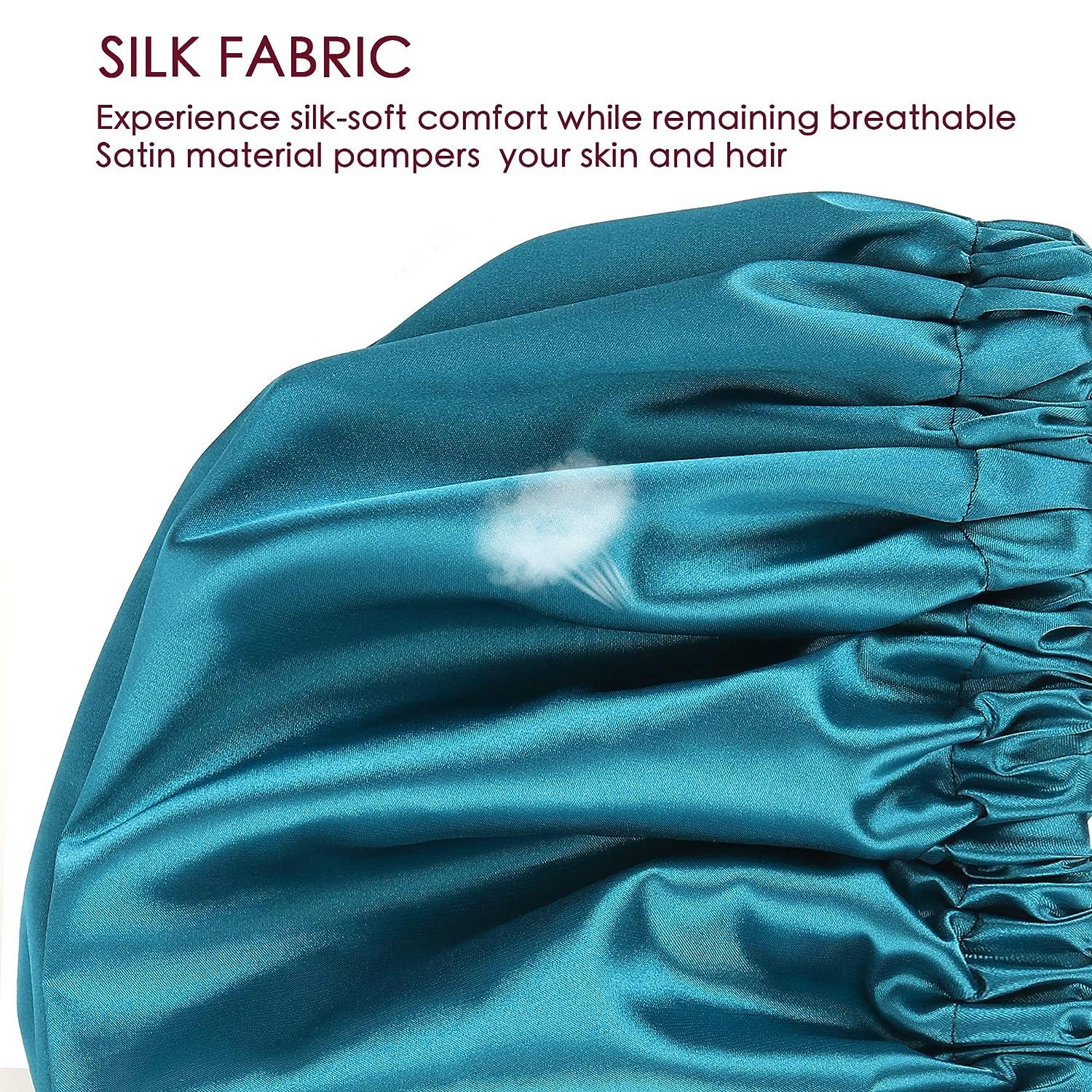 COMFYROLL Silk Satin Bonnet for Sleeping and Hair Protection - Blue