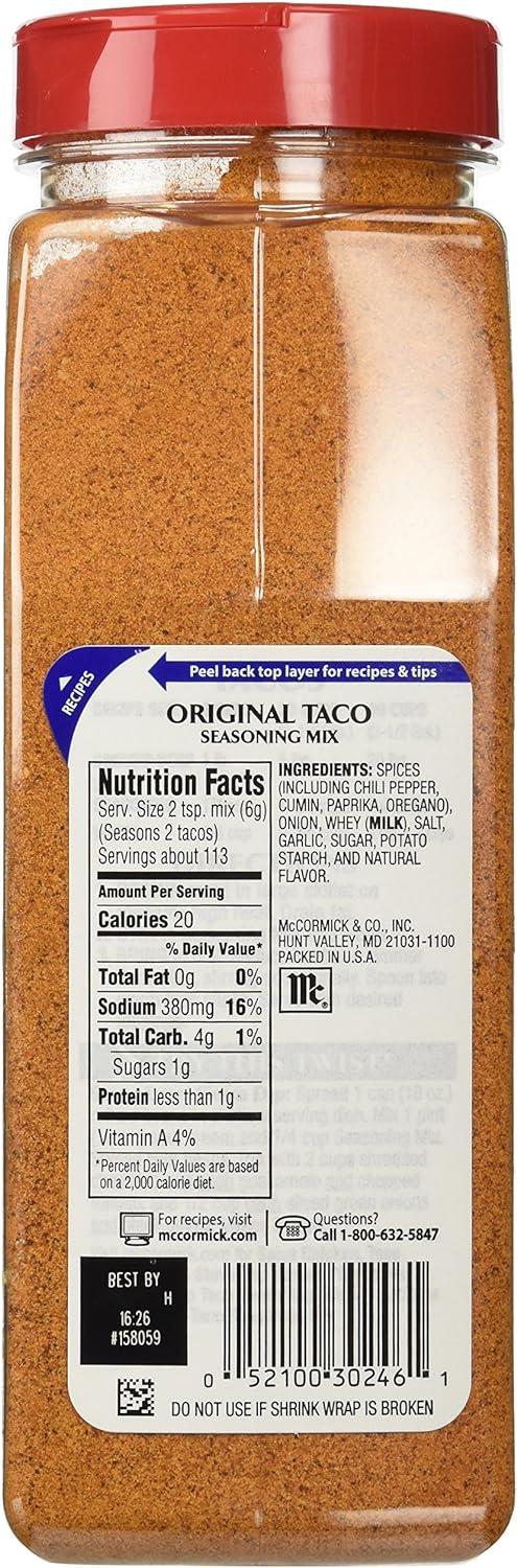 McCormick Original Taco Seasoning Mix 680g Tub - Authentic Flavor for ...