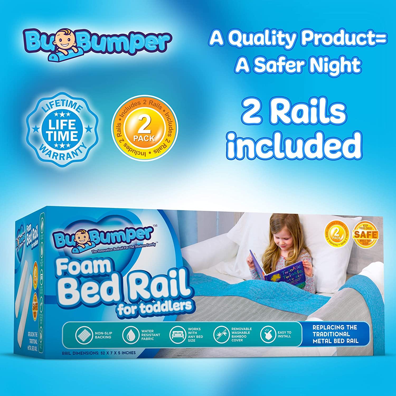 (2-Pack) Extra-Tall Foam Bed Rails for Toddlers | Soft Bed Bumpers for ...