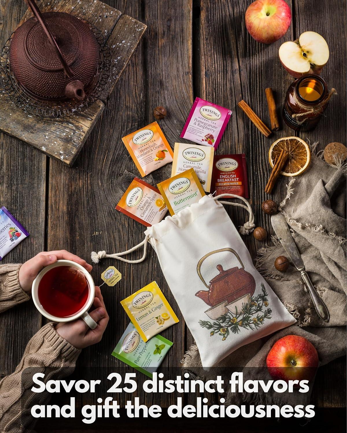 Twinings Tea Bags Variety Pack - Herbal & Decaf Sampler - 50 Ct ...