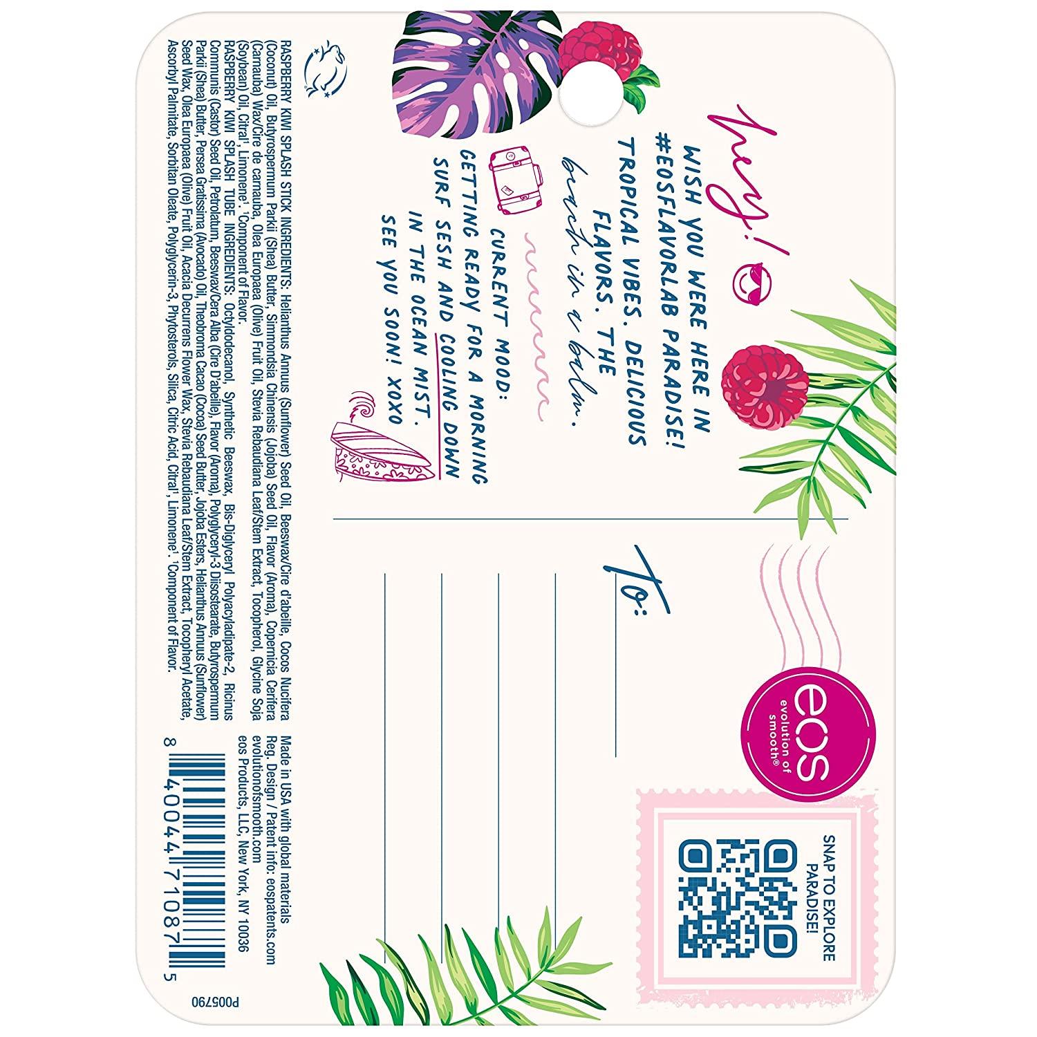 Eos FlavorLab Super Soft Shea Lip Balm - Raspberry Kiwi Splash, 24HR ...