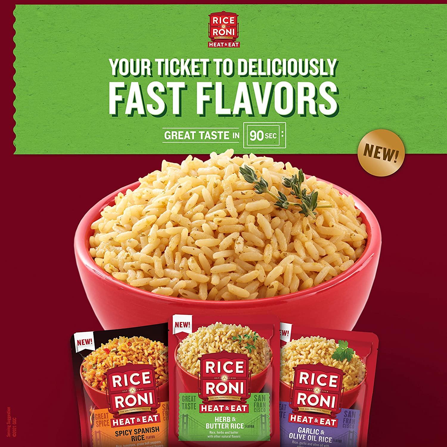 Rice A Roni Heat & Eat Rice 3-Flavor Variety Pack 8.8oz (Pack of 6 ...