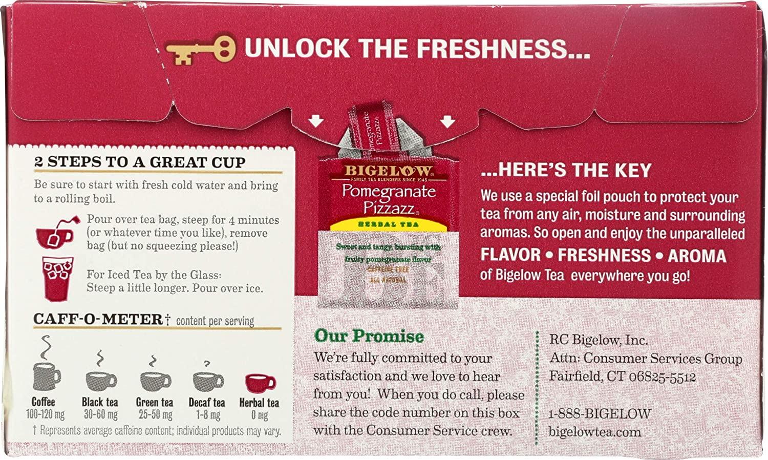 Bigelow Pomegranate Pizzazz Herb Tea - 20 Bags | Refreshing & Fruity ...