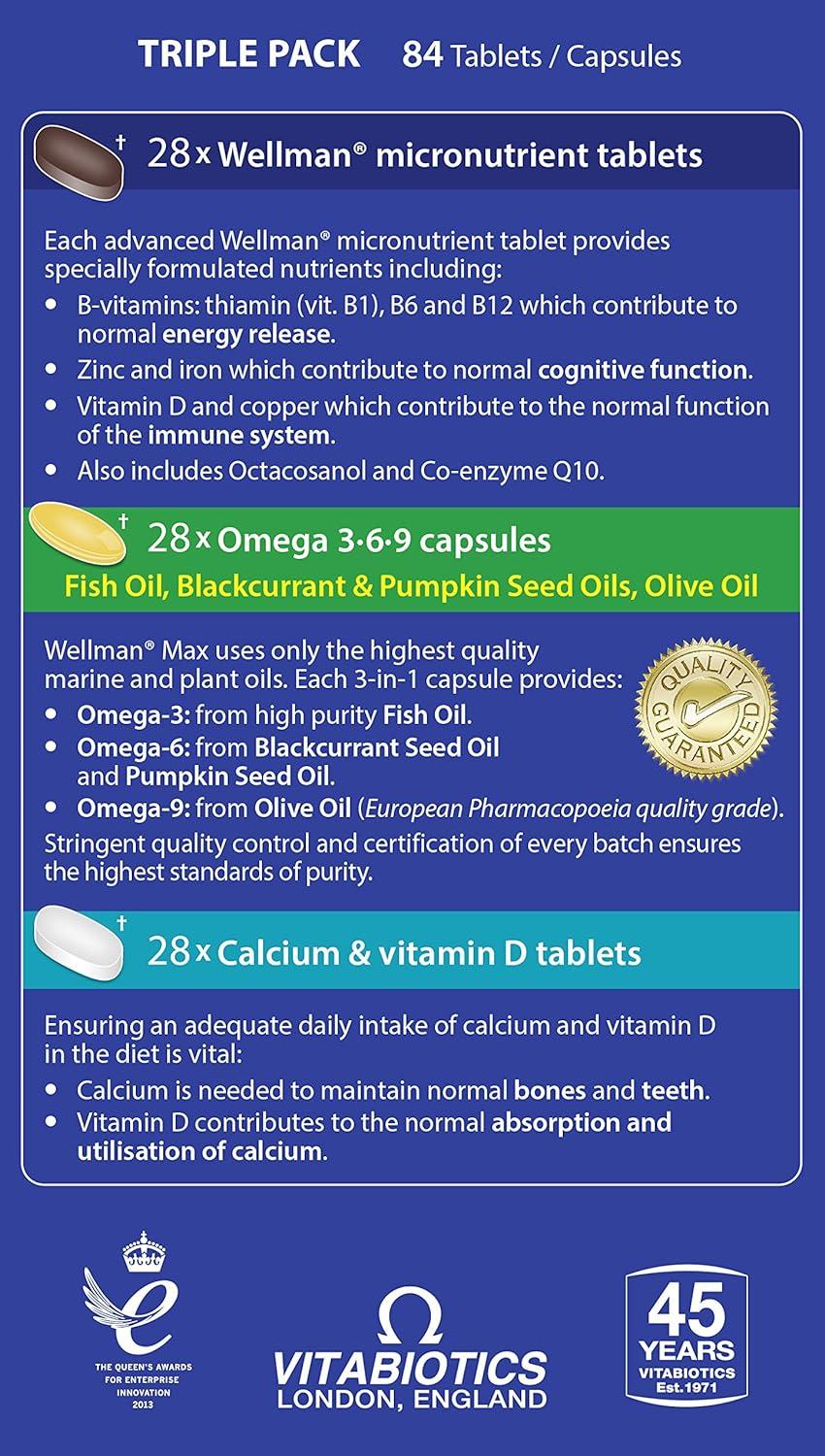 Vitabiotics Wellman Max - 84 Tablets - 84 Count Pack - Enhanced Men's ...